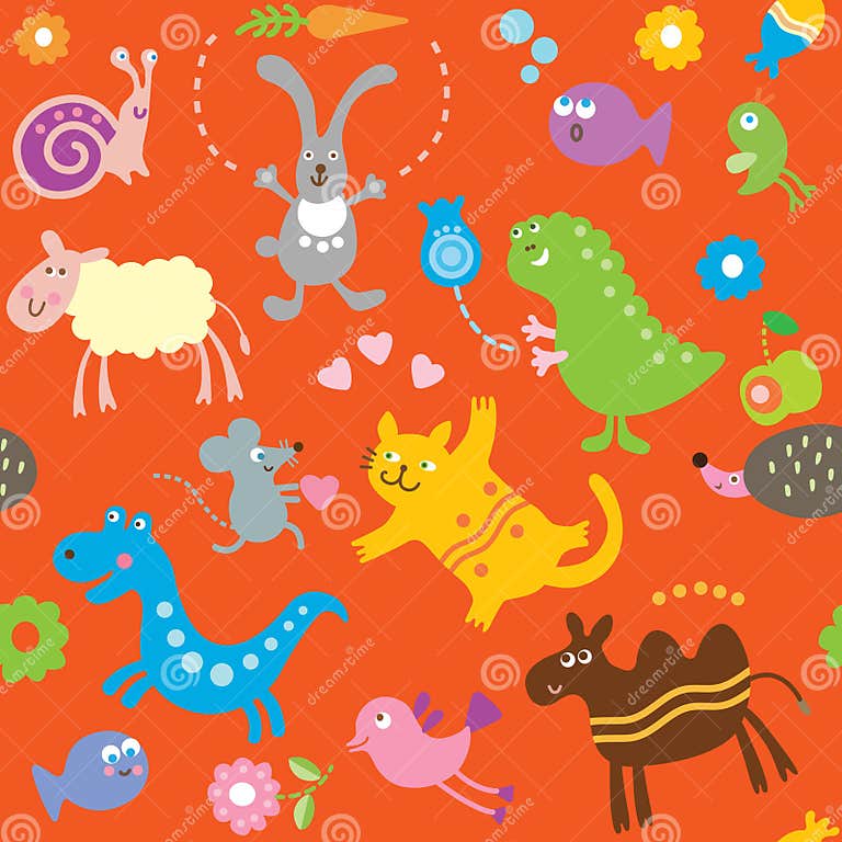 Seamless Pattern for Kids - Animals Stock Vector - Illustration of ...