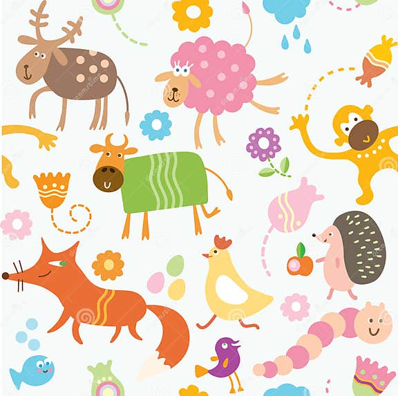 Seamless Pattern for Kids - Animals Stock Vector - Illustration of ...