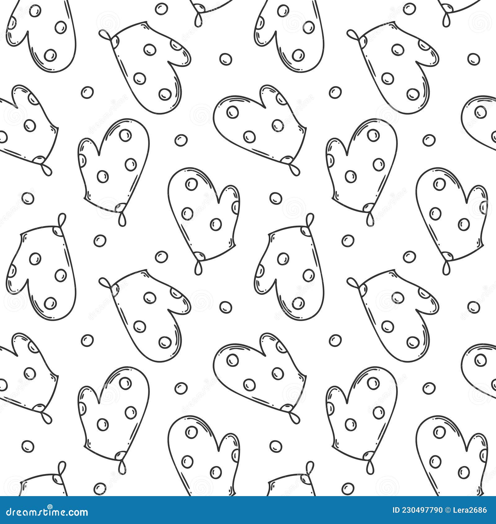 Seamless Pattern with a Kitchen Pot Holder. Mitt-mitt. Monochrome ...