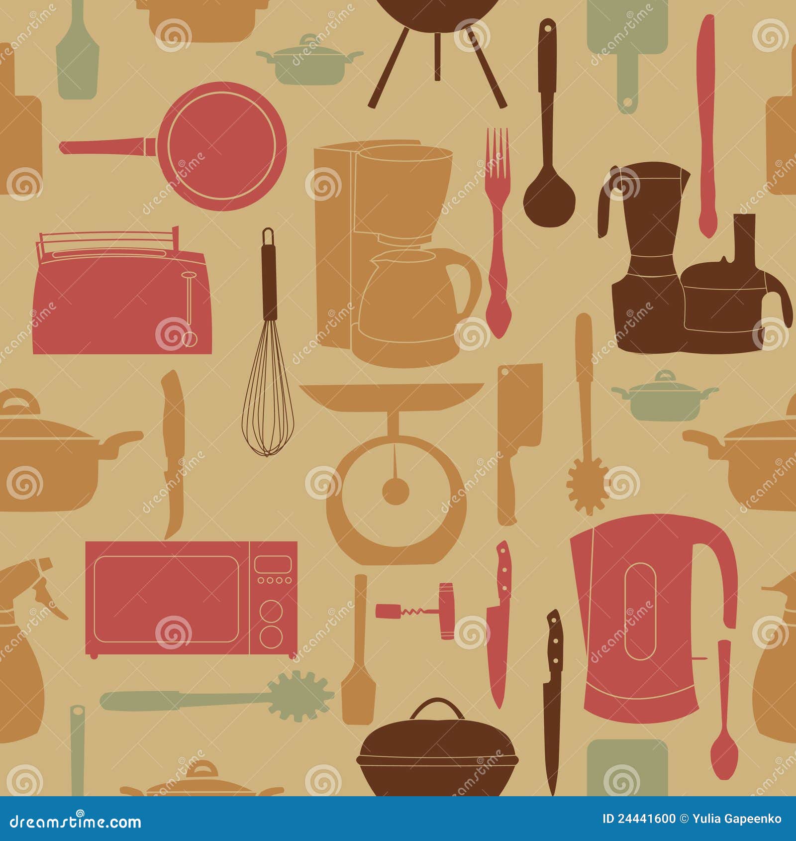 Seamless Pattern of Kitchen Tools for Cookin Stock Vector ...