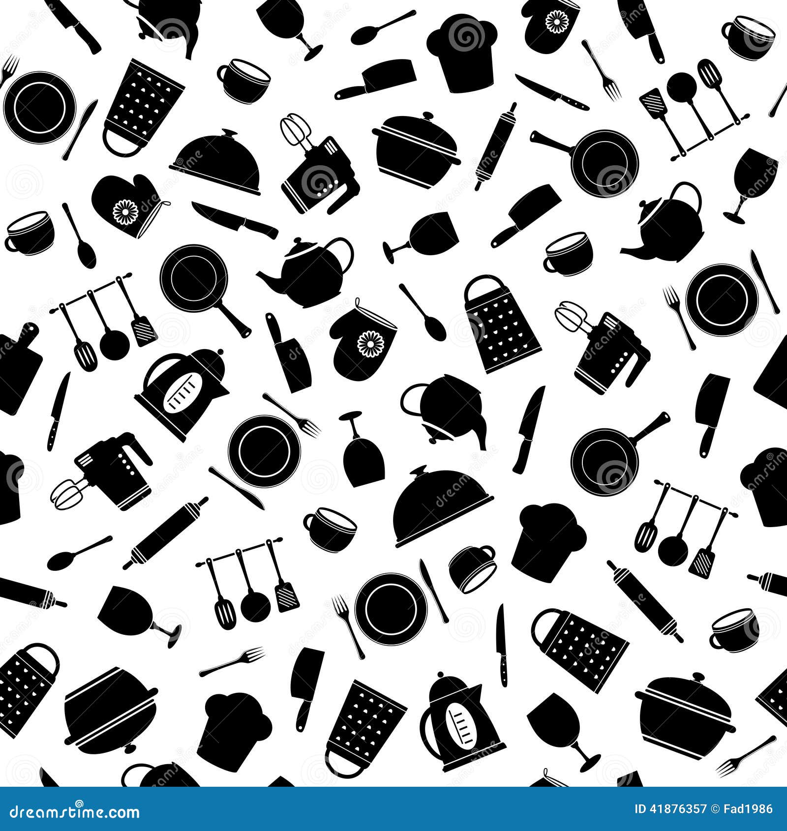 Seamless Pattern of Kitchen Tools Stock Vector - Illustration of cutting, menu: 41876357