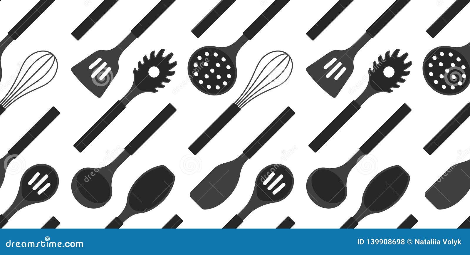 Seamless Pattern with Kitchen Utensils Stock Vector - Illustration of ...