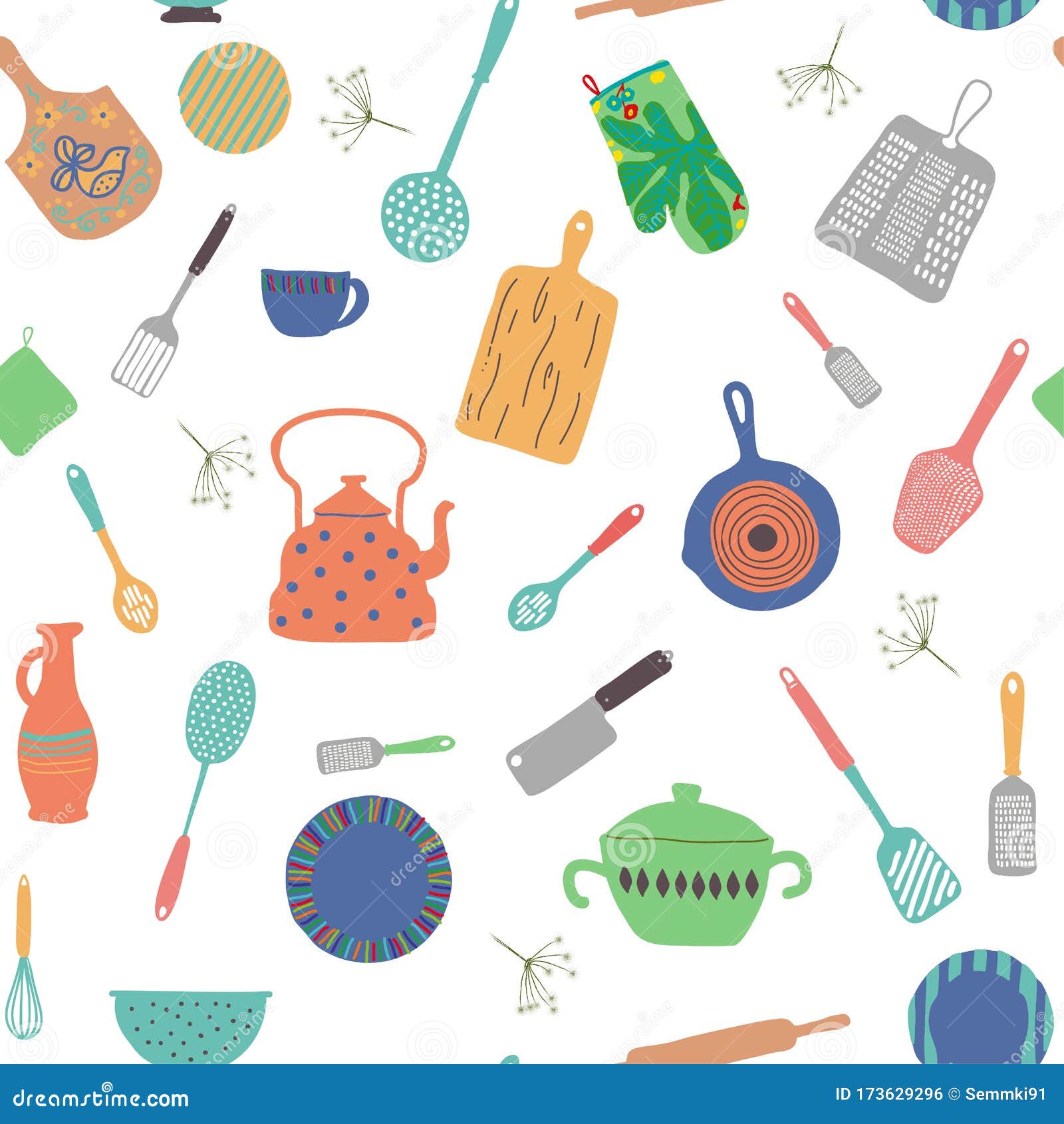 Seamless Pattern of Kitchen Utensils,vector Illustration Stock ...