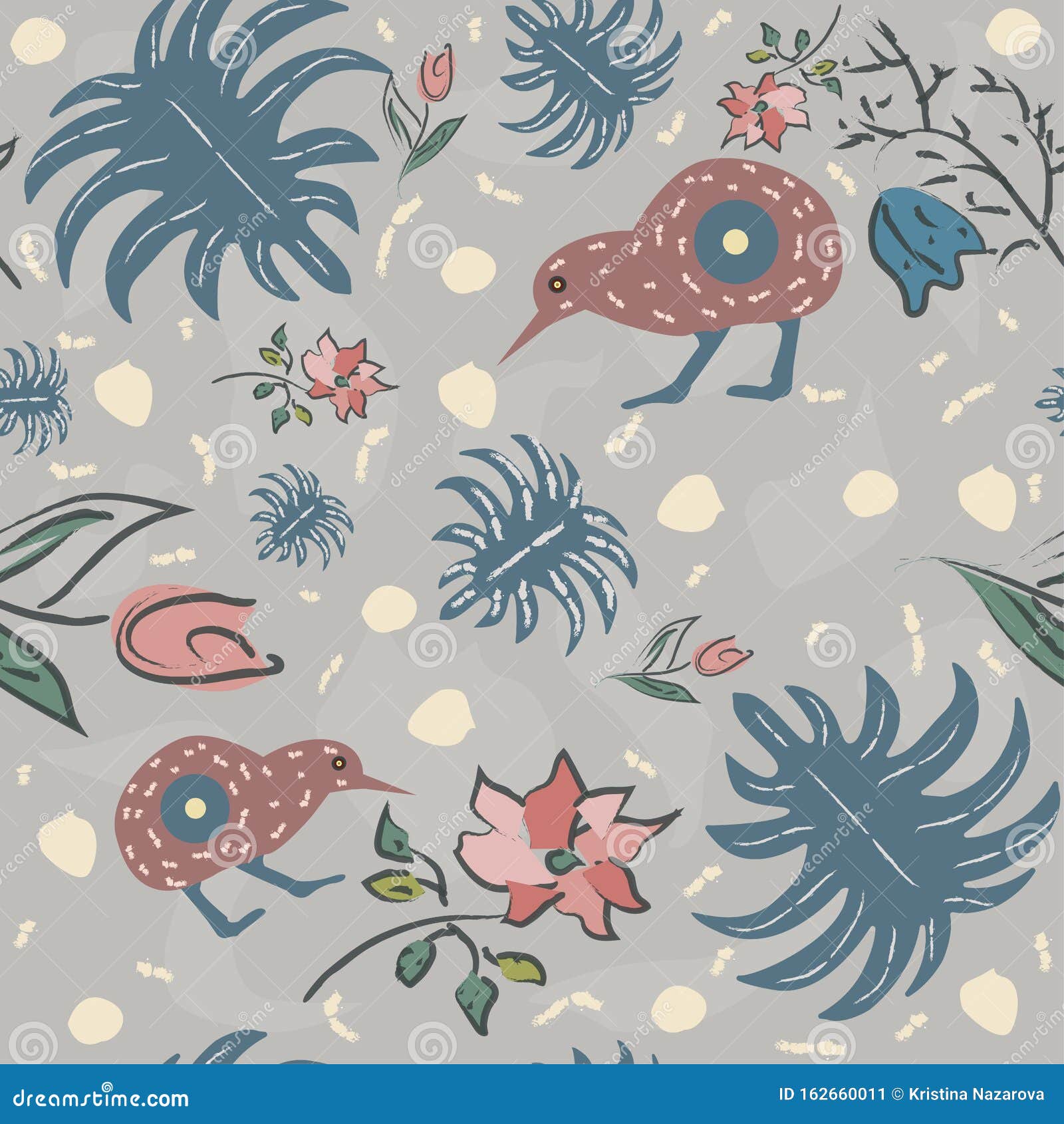 Seamless Pattern with Kiwi Bird Stock Illustration - Illustration of ...