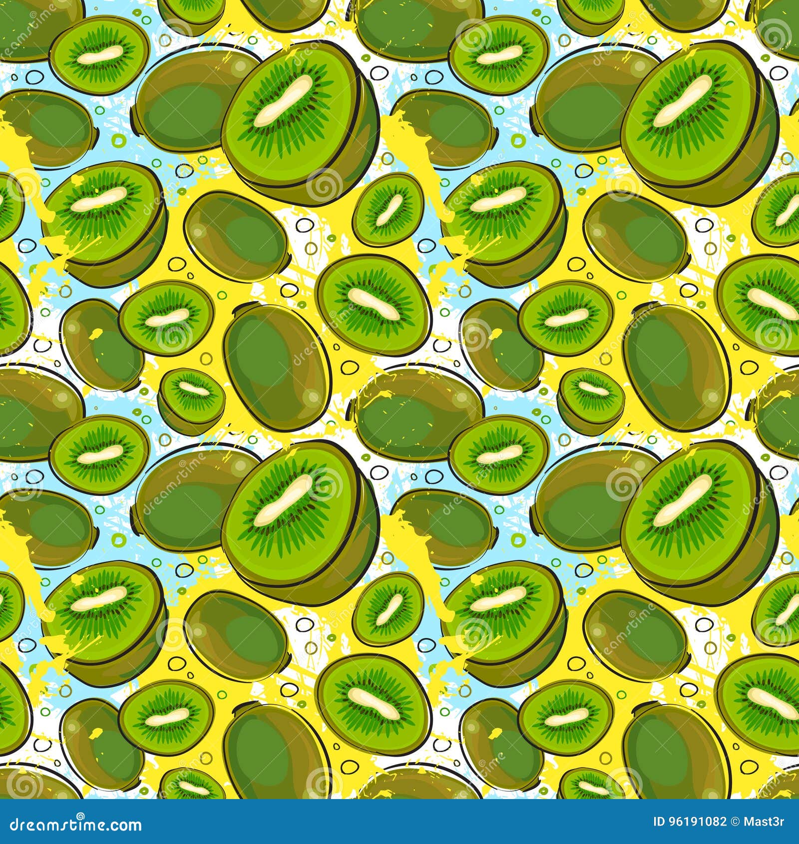 Seamless Pattern Kiwi Fruits Summer Ornament Background Stock Vector ...