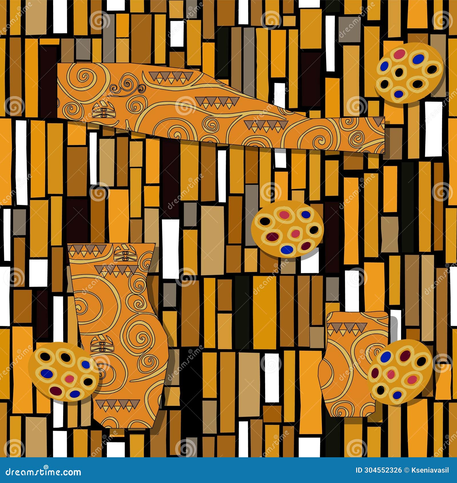 Seamless Pattern Klimt Style Stock Illustration - Illustration of style ...