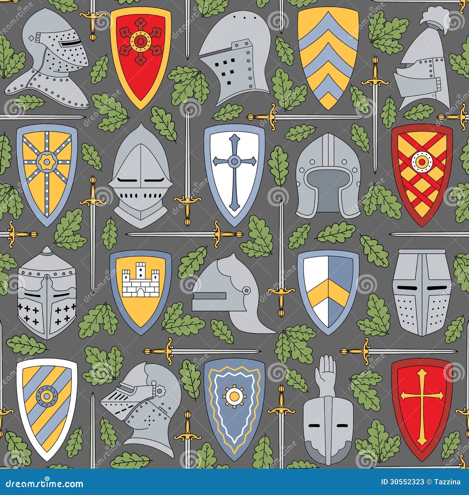 Seamless Pattern with Knightly Helmets and Shields Stock Vector ...
