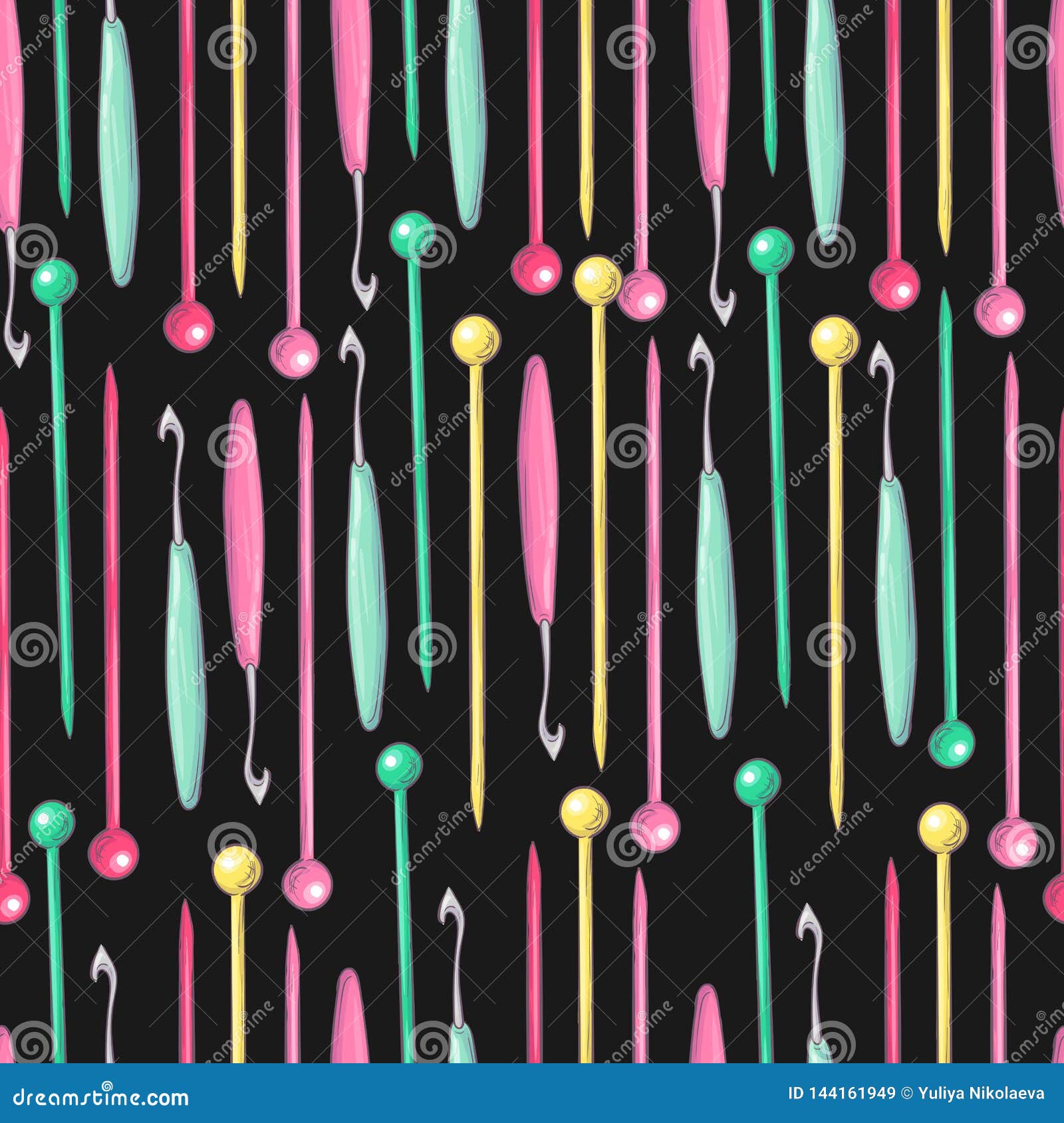 Seamless Pattern Knitted Clothes Tangle of Spokes. Hand Drawing Stock ...