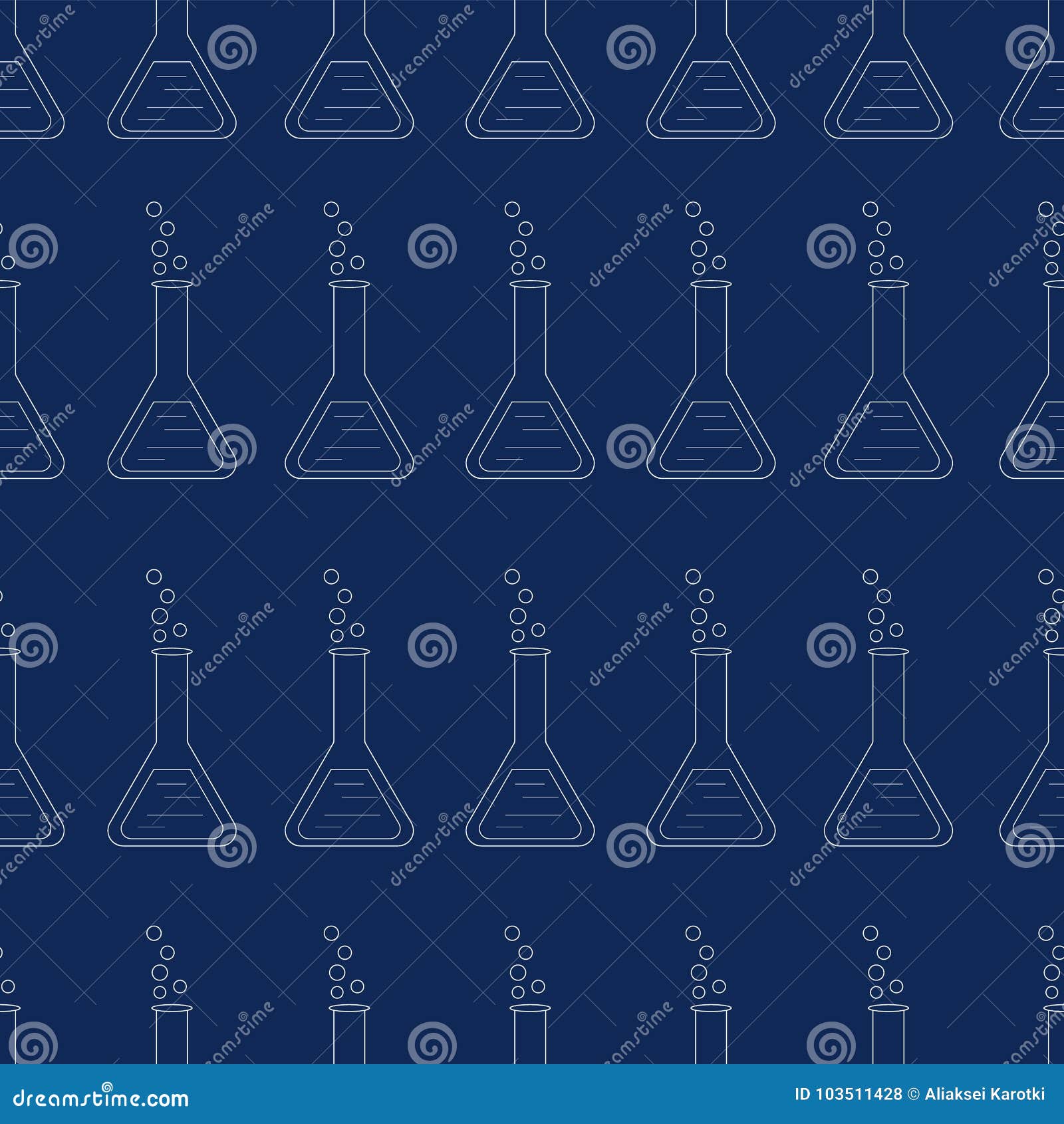 Seamless Pattern with Laboratory Equipment on a Blue Background. Can Be ...