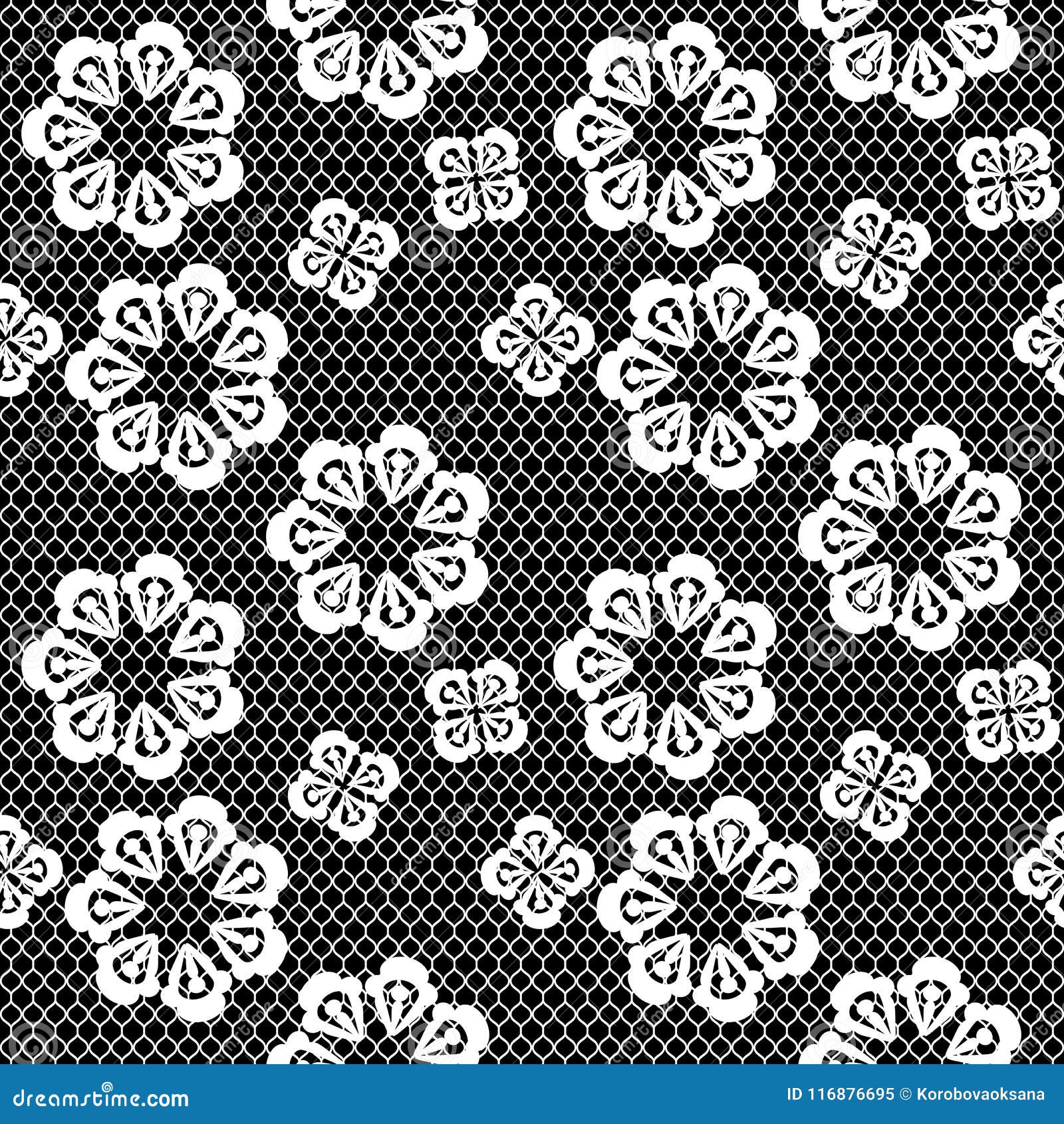 Seamless Pattern Lace, Black and White Stock Illustration ...