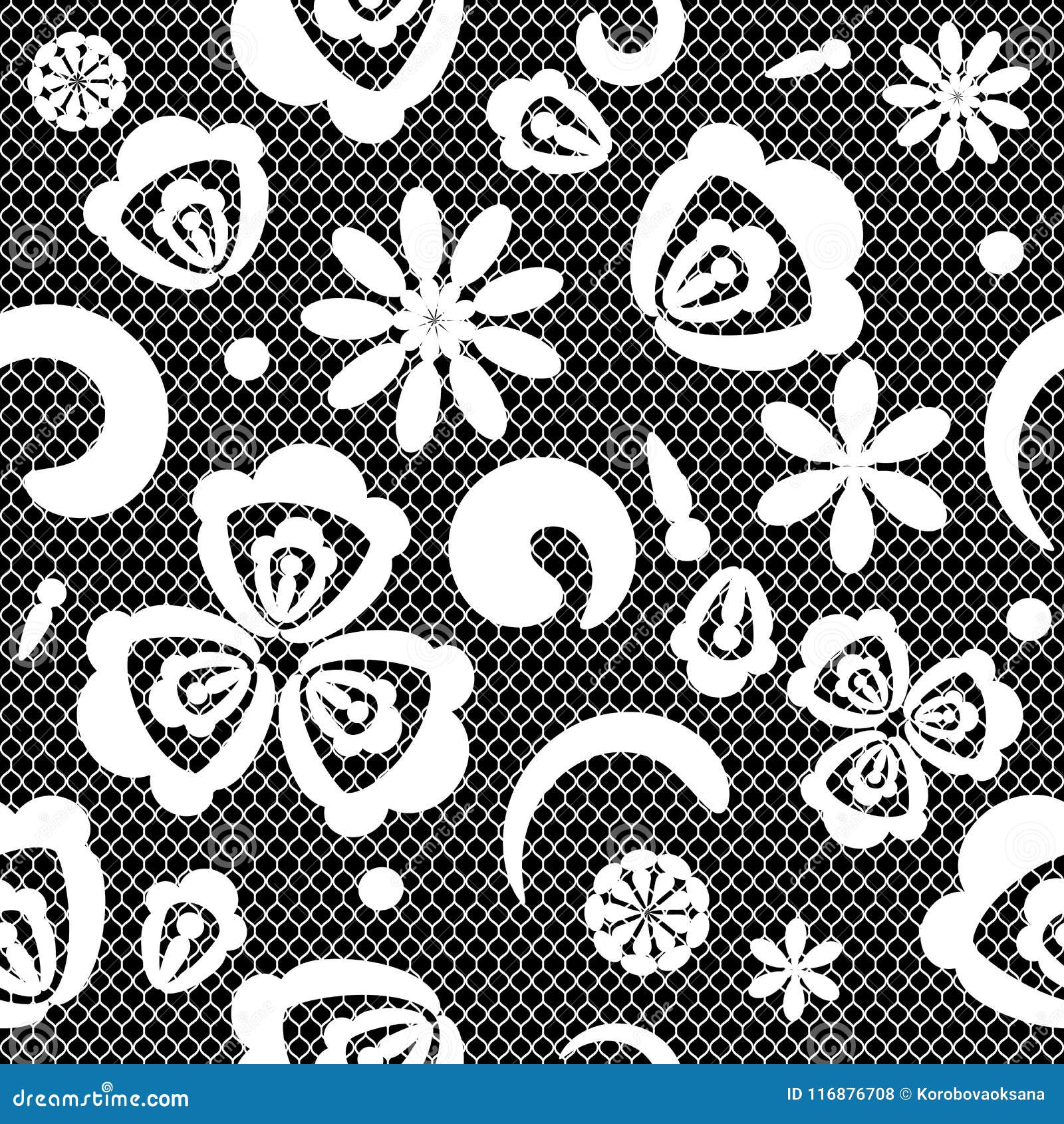 Seamless Pattern Lace, Black and White Stock Illustration ...