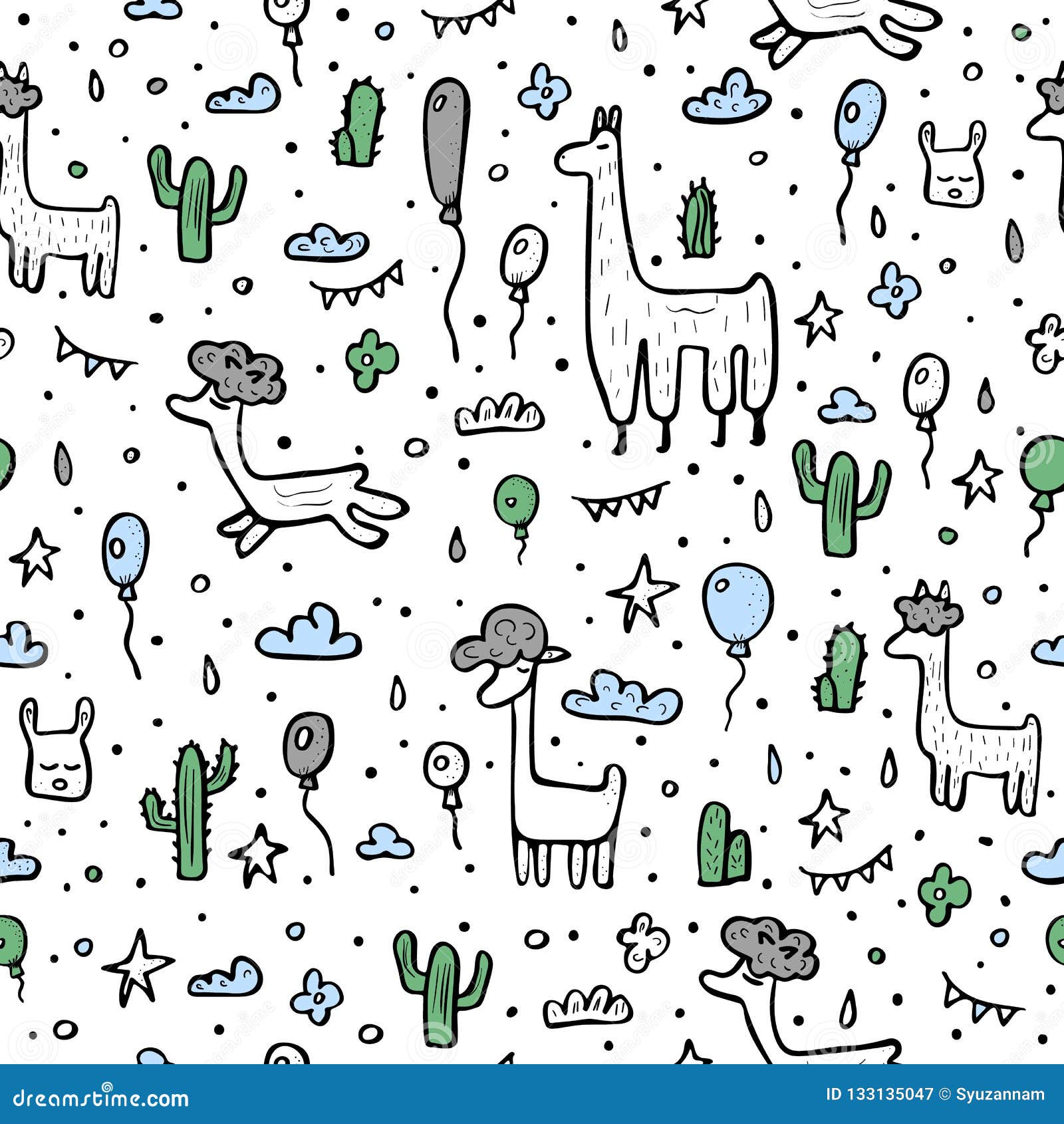 Seamless Pattern of Lama. Vector Composition. Stock Vector ...