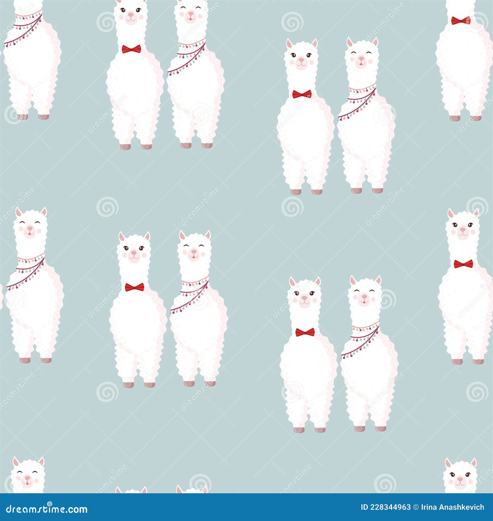 Seamless Pattern with Lamas Lovers on a Gray Background. Vector ...