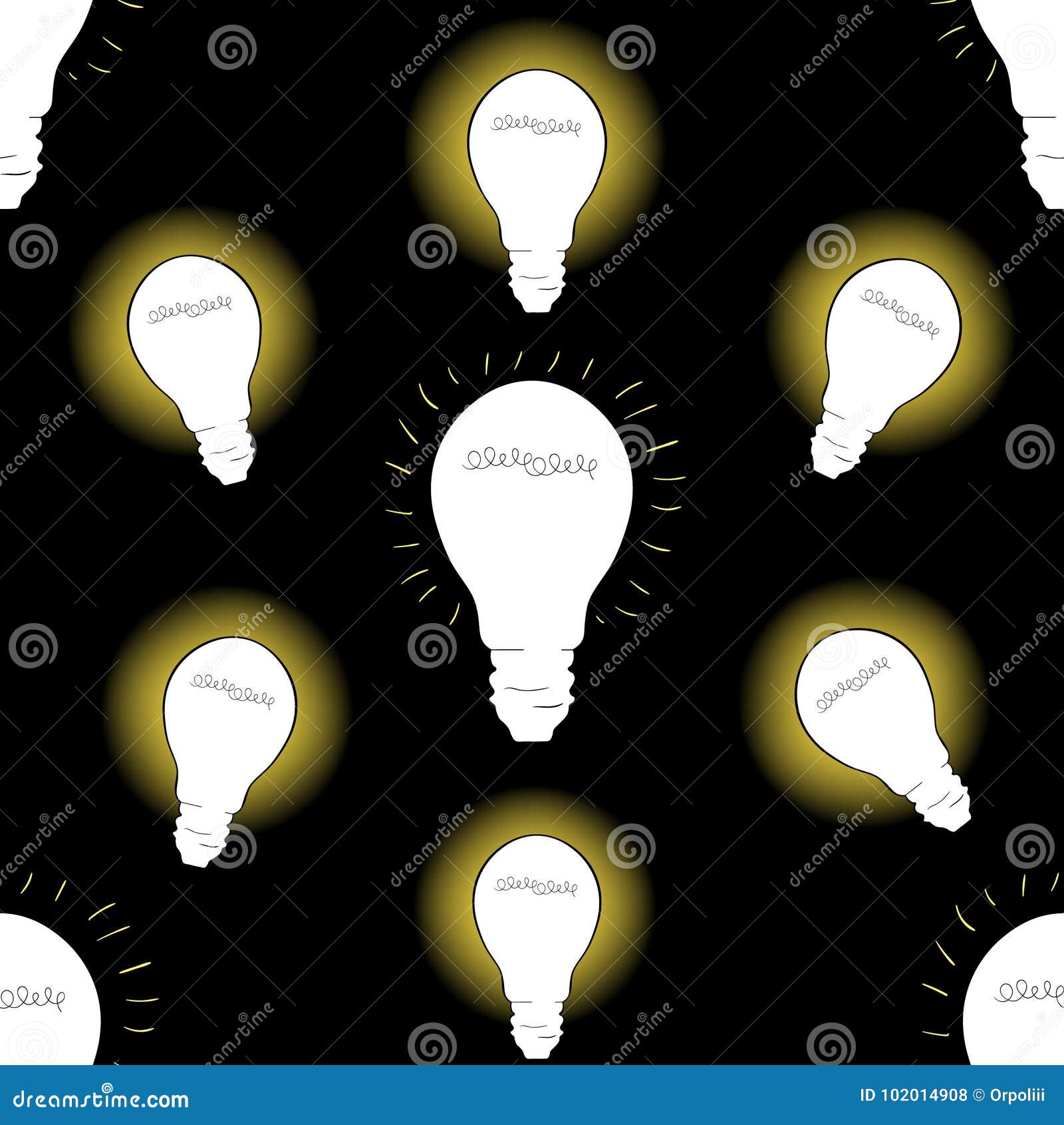 Seamless Pattern with Lamp of Insight. Vector Illustration Stock Vector ...
