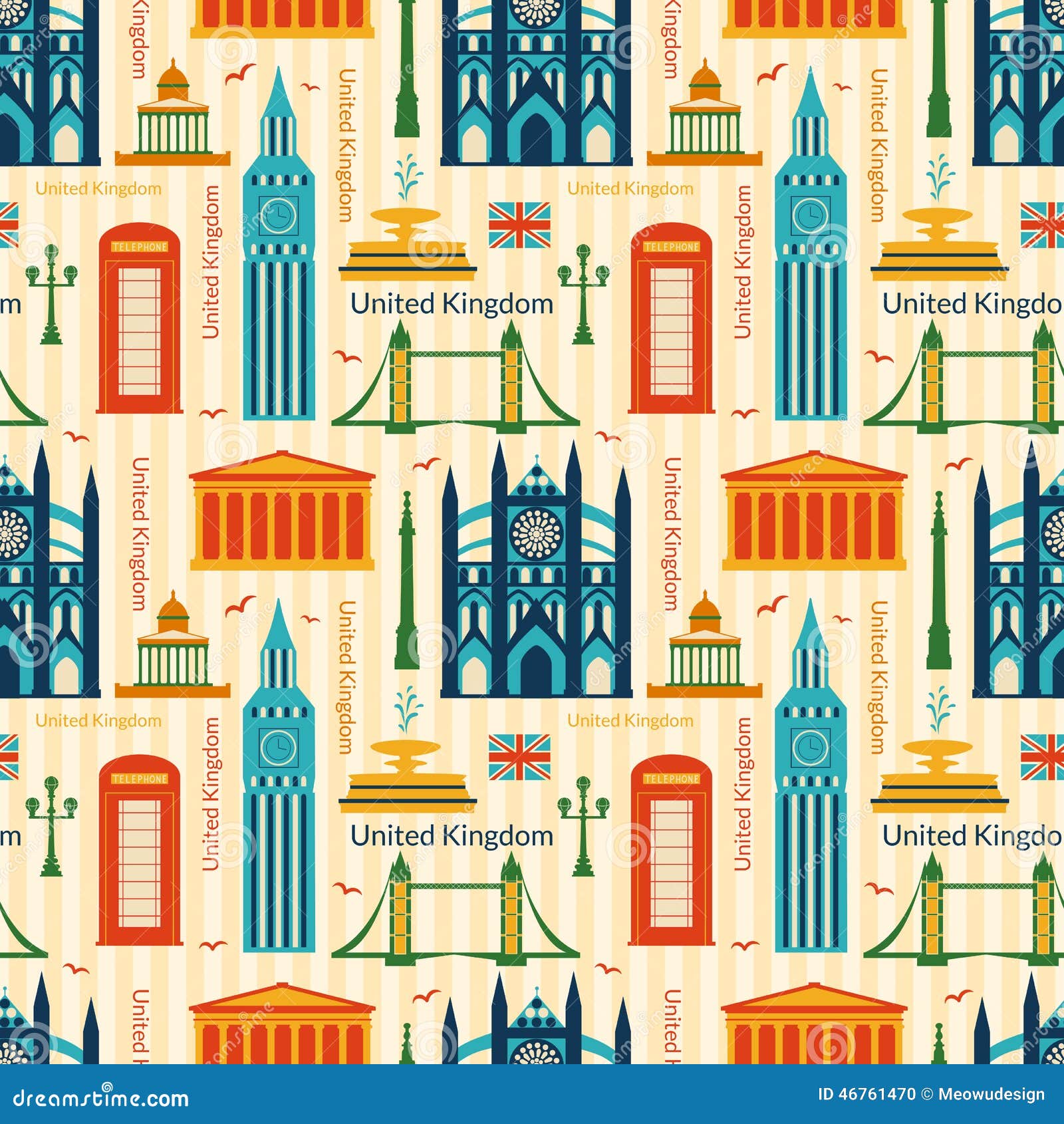 Seamless Pattern with Landmarks of United Kingdom Stock Vector ...