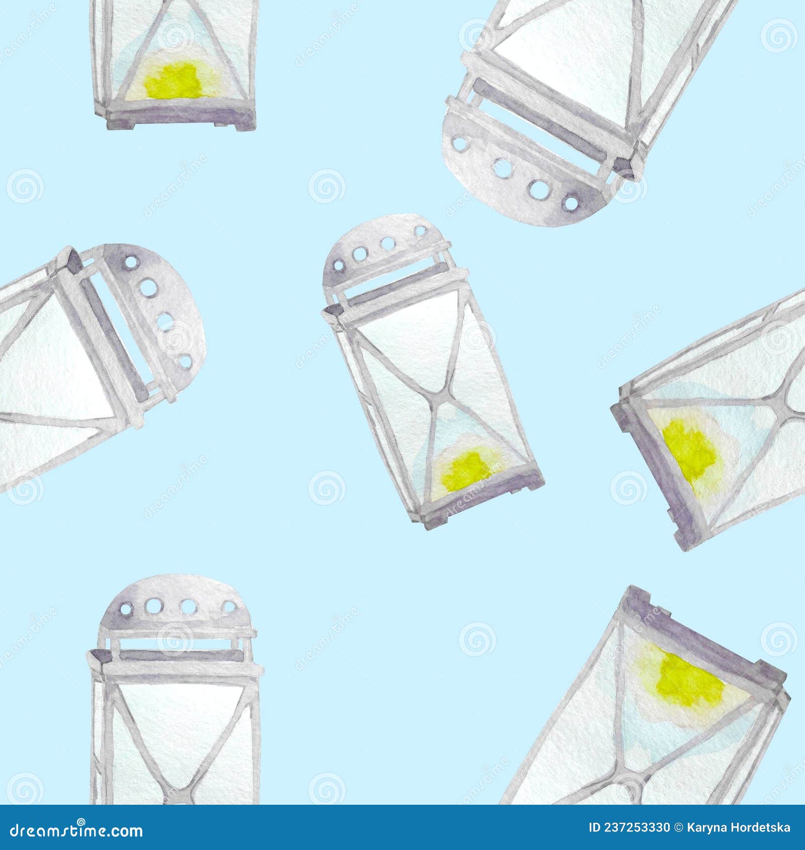 Seamless Pattern with Lantern in Grey Colour Stock Illustration ...