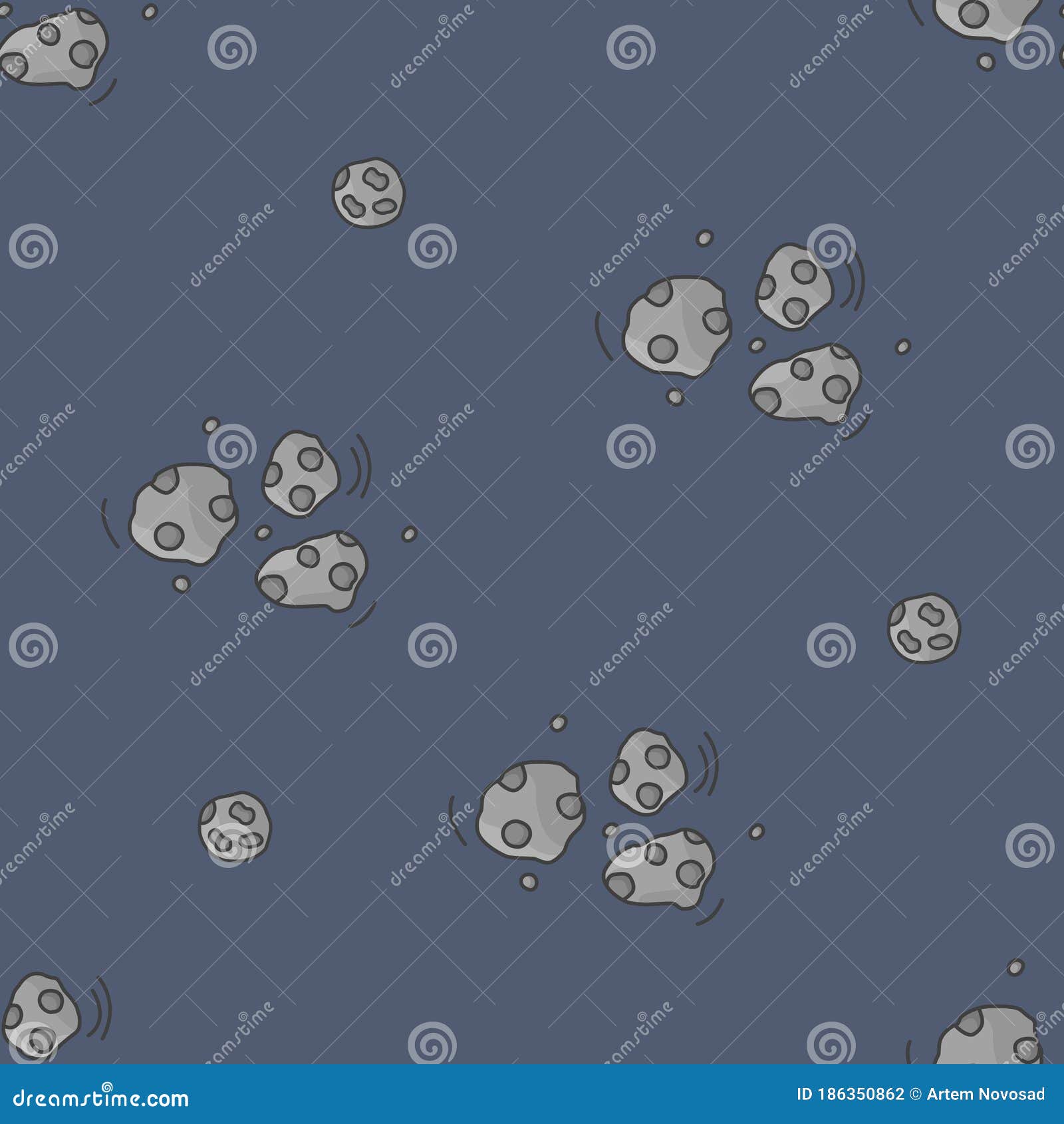 Seamless Pattern with a Large Cluster of Meteorites Flying in Outer ...