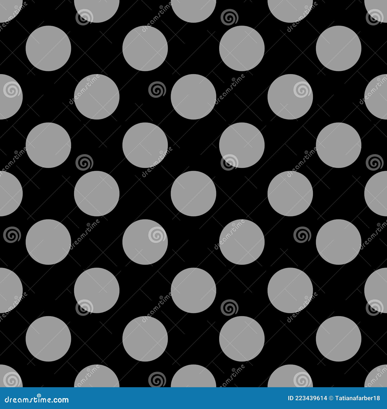 Seamless Pattern of Large Grey Polka Dots on a Black Background Stock ...