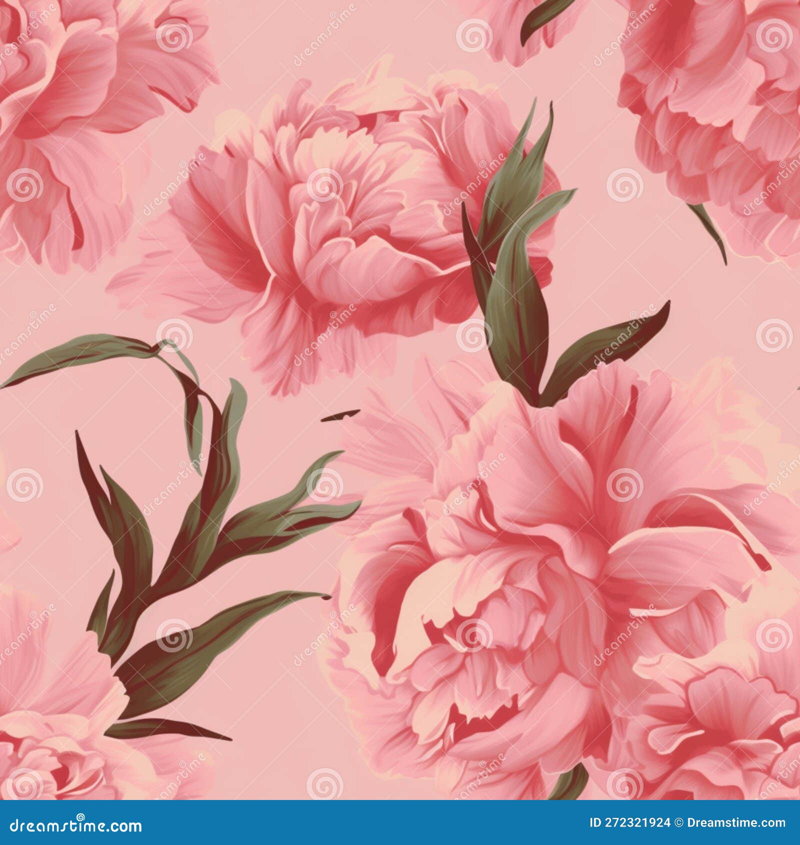 Seamless Pattern with Large Peonies on a Pink Background. Generative Ai ...