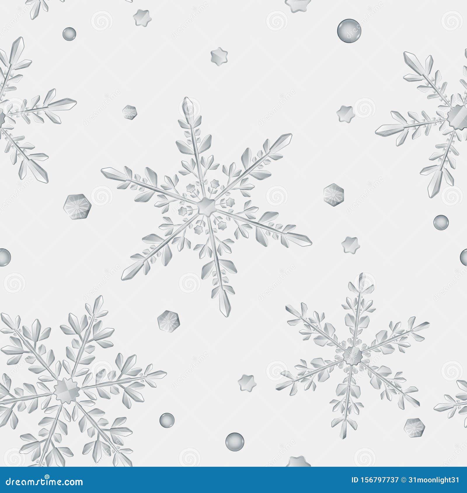 Seamless Pattern of Large Transparent Christmas Snowflakes Stock Vector ...