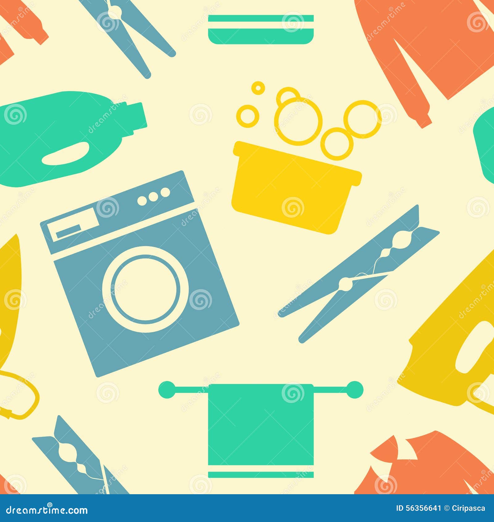 Seamless Pattern of Laundry and Washing Icons Stock Vector ...