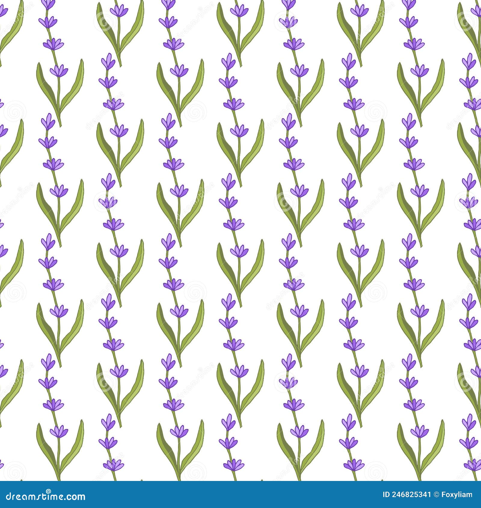 Seamless Pattern of Lavender Flowers Stock Illustration - Illustration ...