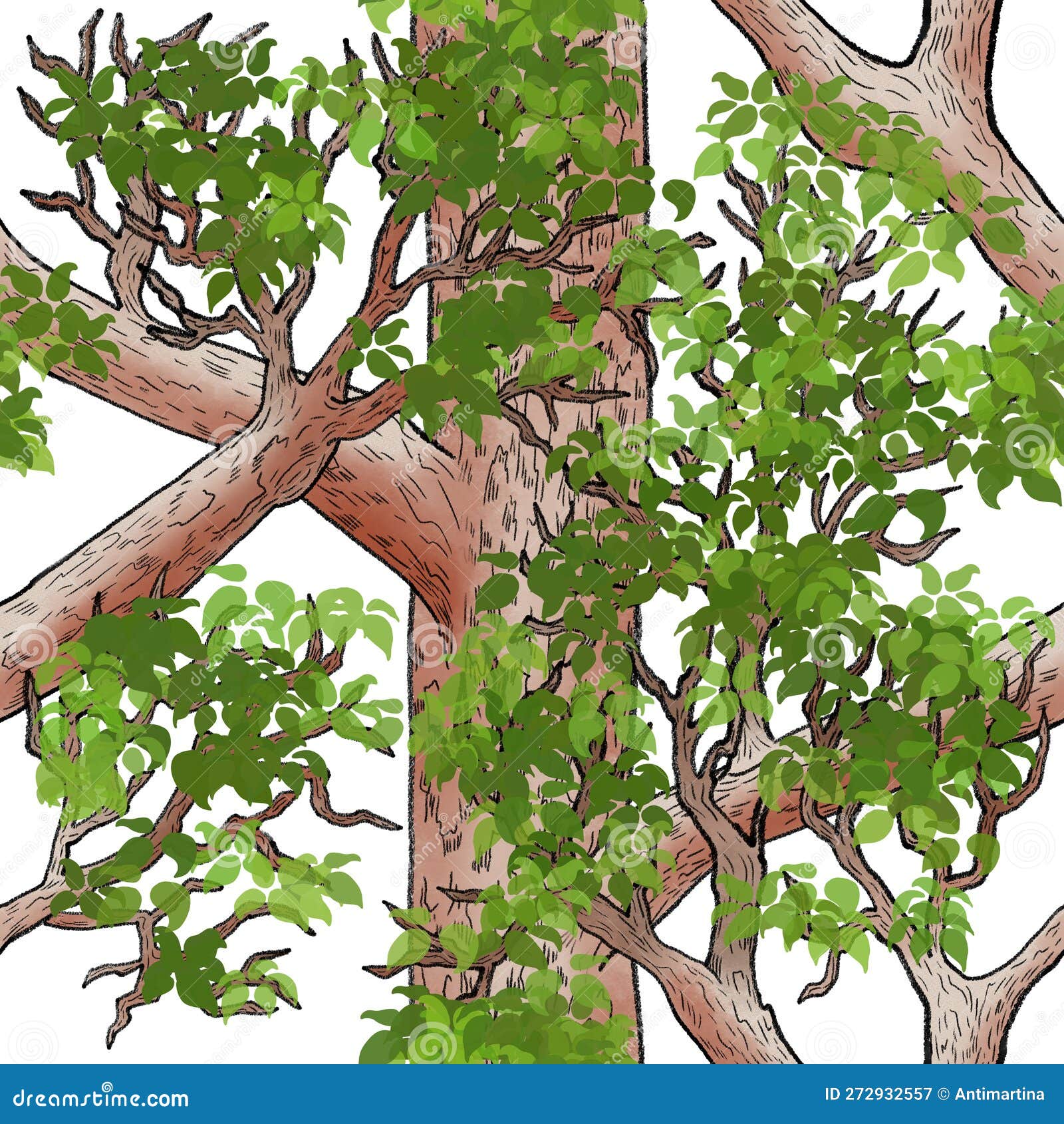 Seamless Pattern of Leaf Canopy in Forest with Green Leaves Stock ...