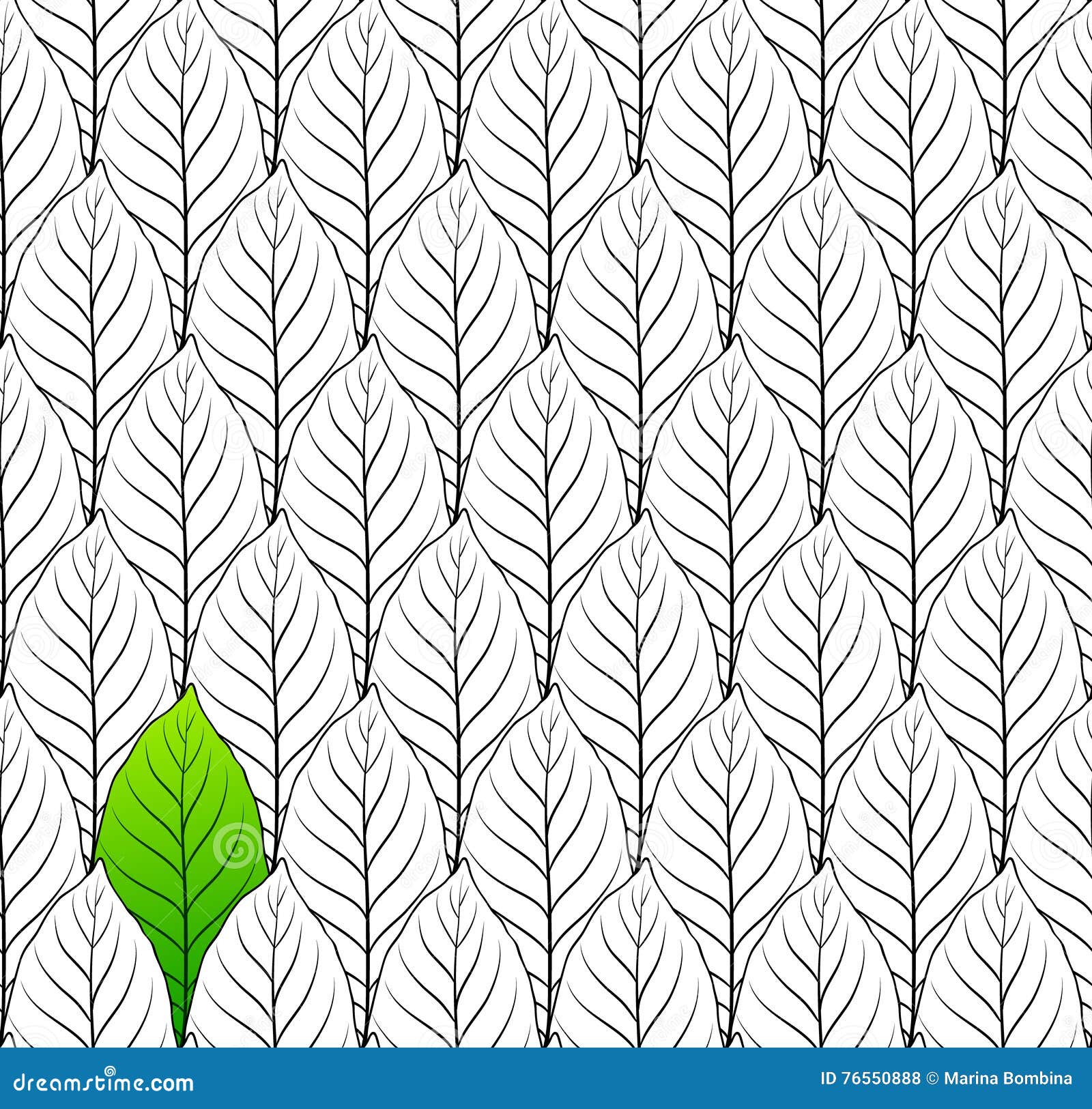 Seamless Pattern with Leaf for Coloring Book Page Vector Stock Vector ...
