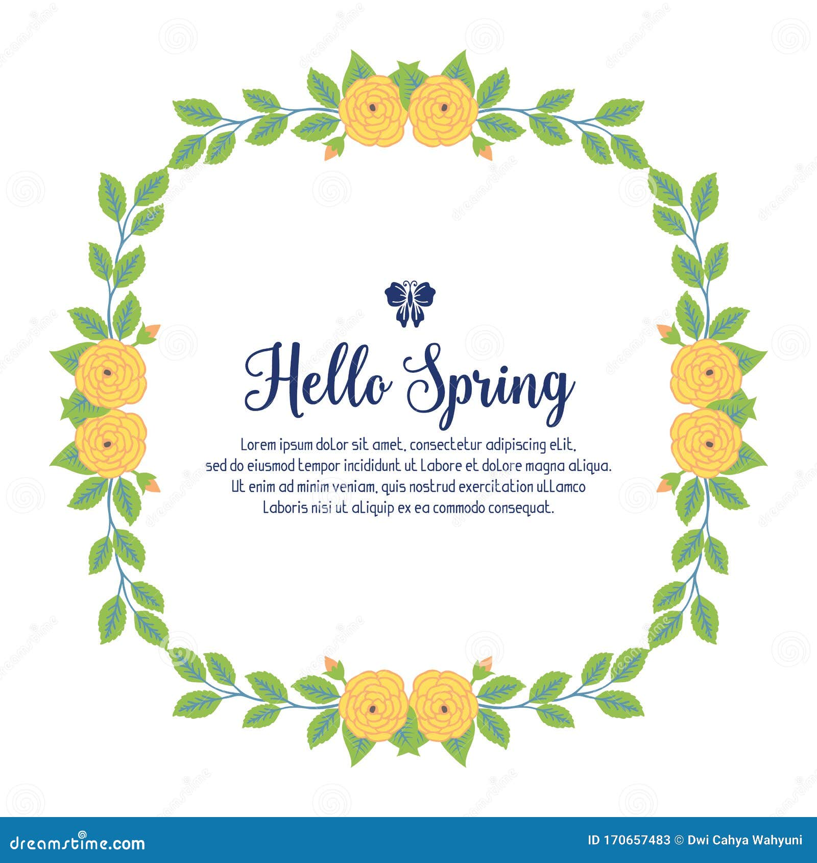 Seamless Pattern of Leaf and Floral Frame, for Hello Spring Greeting ...