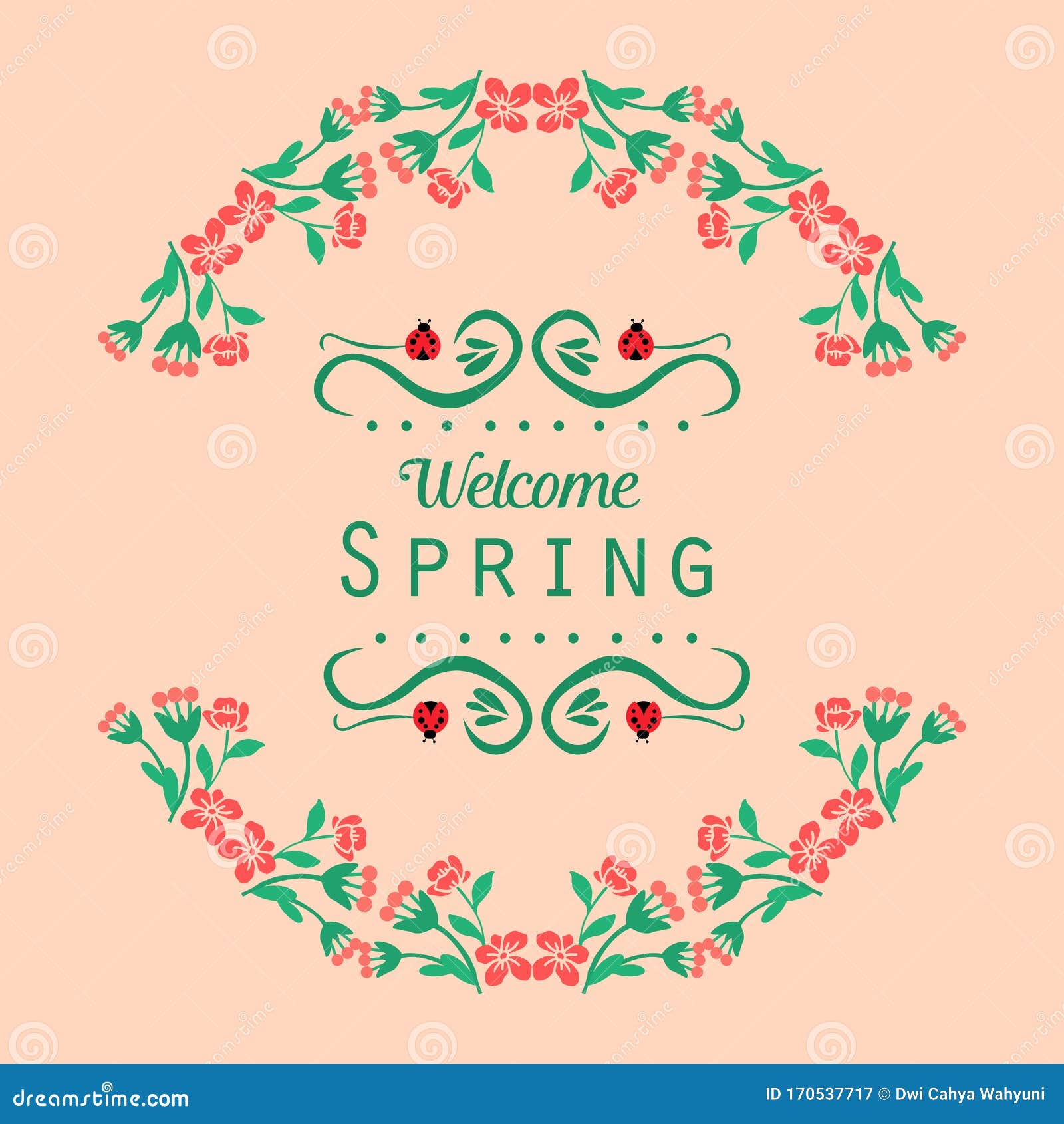 Seamless Pattern of Leaf and Flower Frame, for Welcome Spring Poster ...