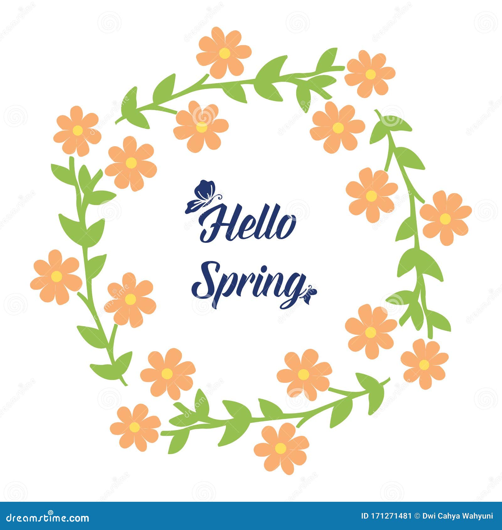 The Seamless Pattern of Leaf and Orange Floral Frame Design, for Hello ...