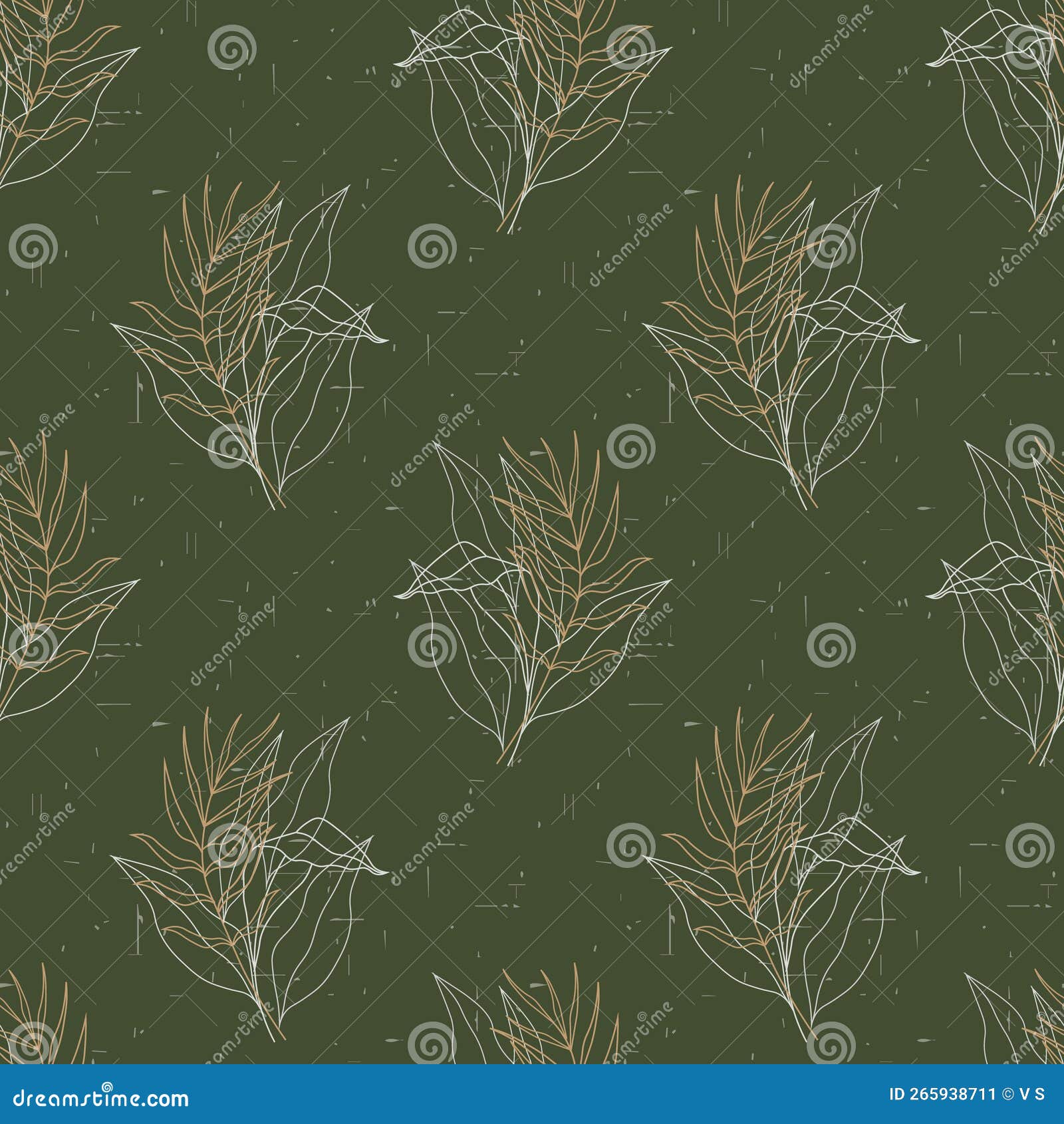 Seamless Pattern, Leaf Outline Pattern on a Vintage Old Shabby ...