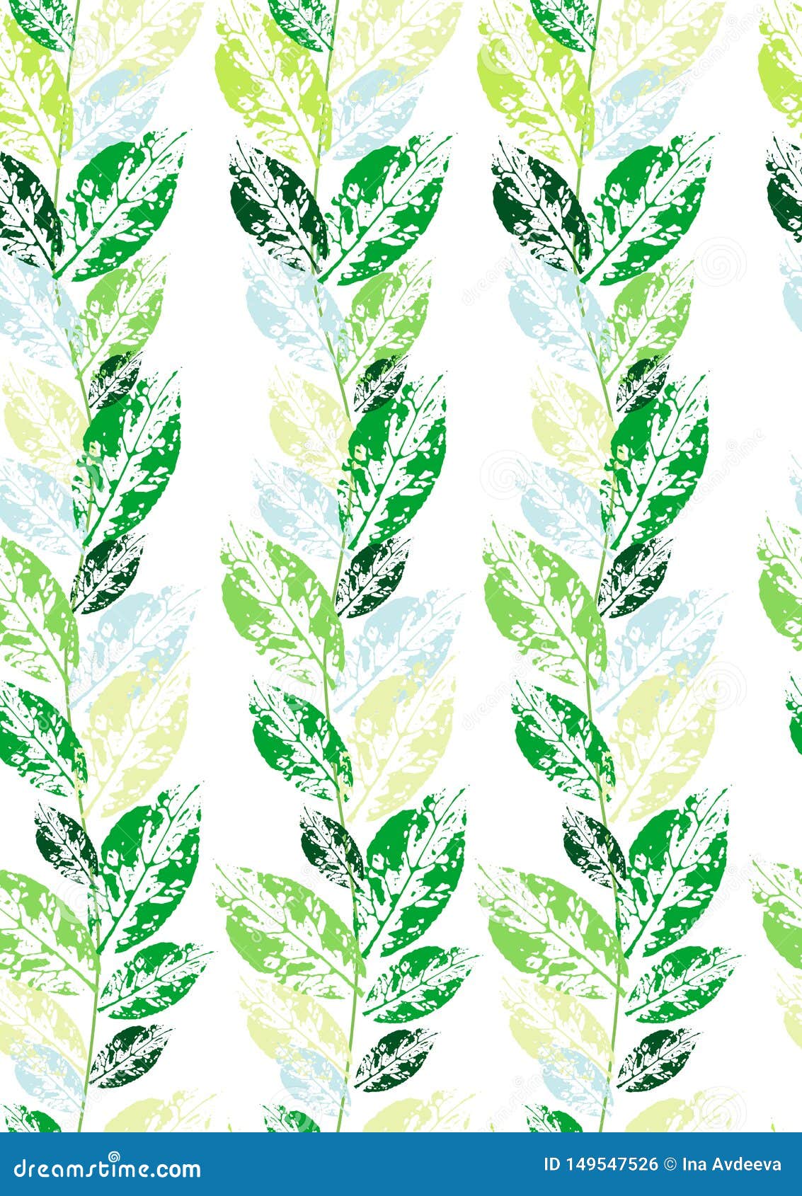Seamless Pattern of Leaf Prints Stock Vector - Illustration of jungle ...
