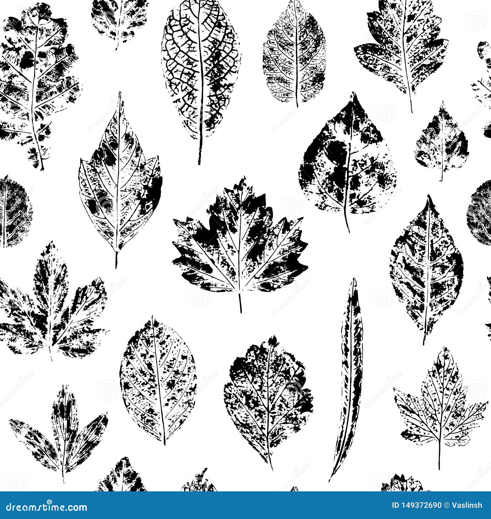 Seamless Pattern of Leaf Stamps Stock Vector - Illustration of graphic ...