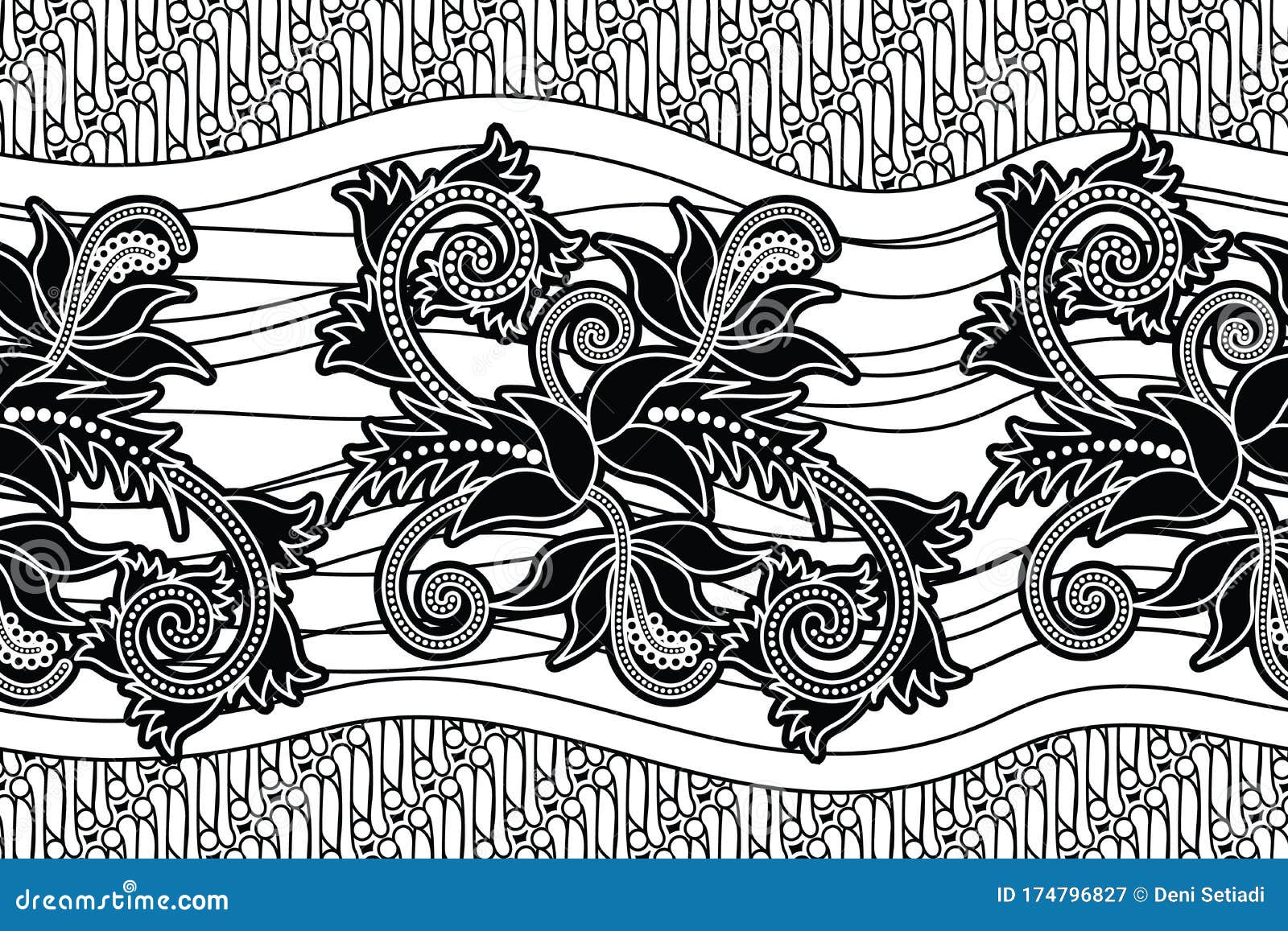 Simple Batik In Gold Background Seamless Damask Batik Pattern Royalty ...