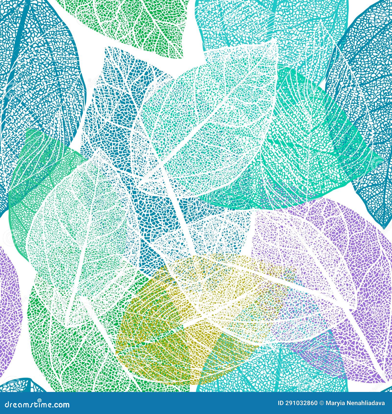 Seamless Pattern of Skeletonized Leaves. Vector Illustration Stock ...