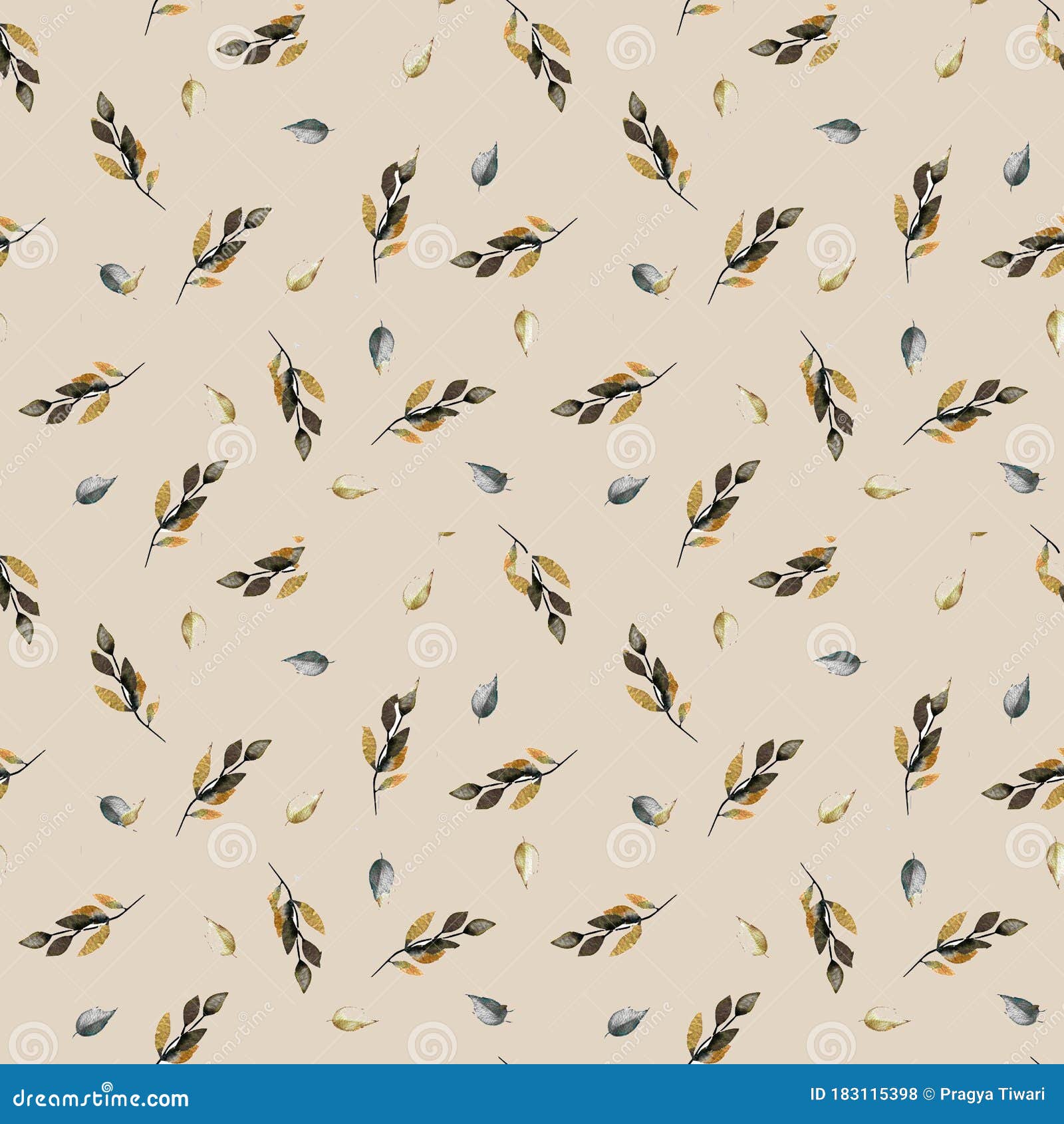 Seamless Pattern with Leafs Stock Illustration - Illustration of branch ...