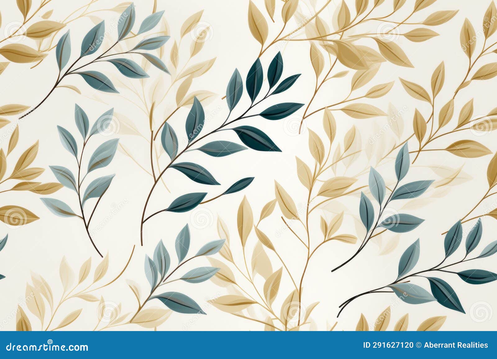 Seamless Pattern with Leaves on a Beige and Gold Background Stock ...