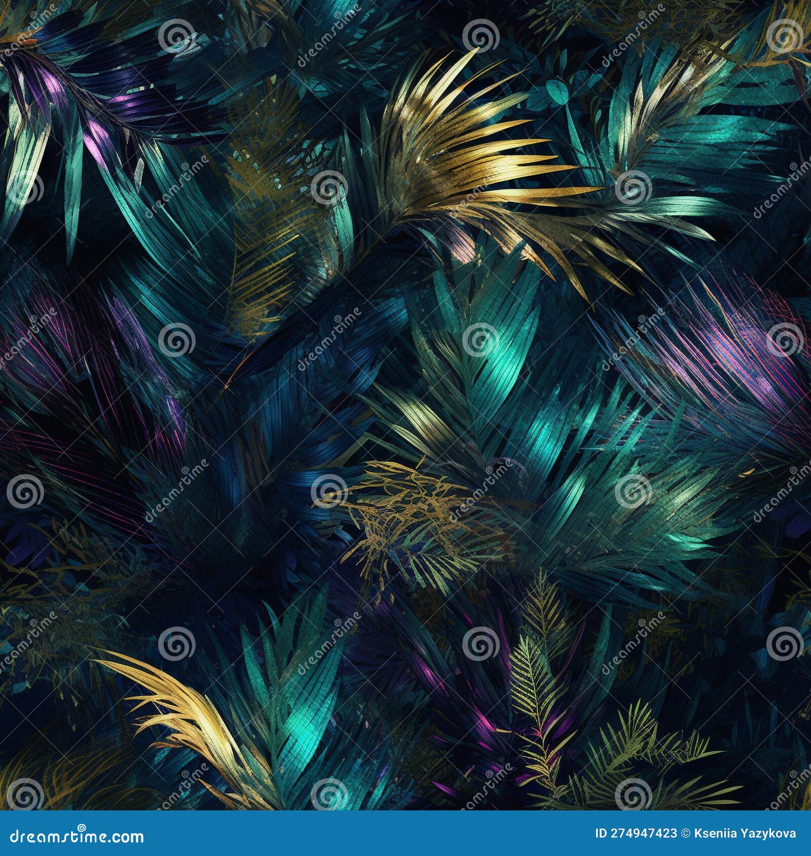 Seamless Pattern of Leaves and Feathers, Generated by Artificial ...