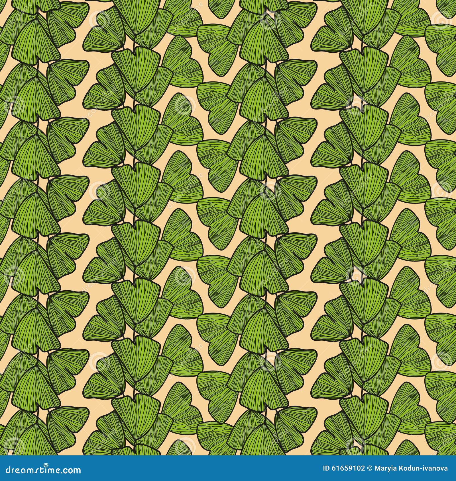 Seamless Pattern with Leaves of Gingko Biloba Stock Vector ...