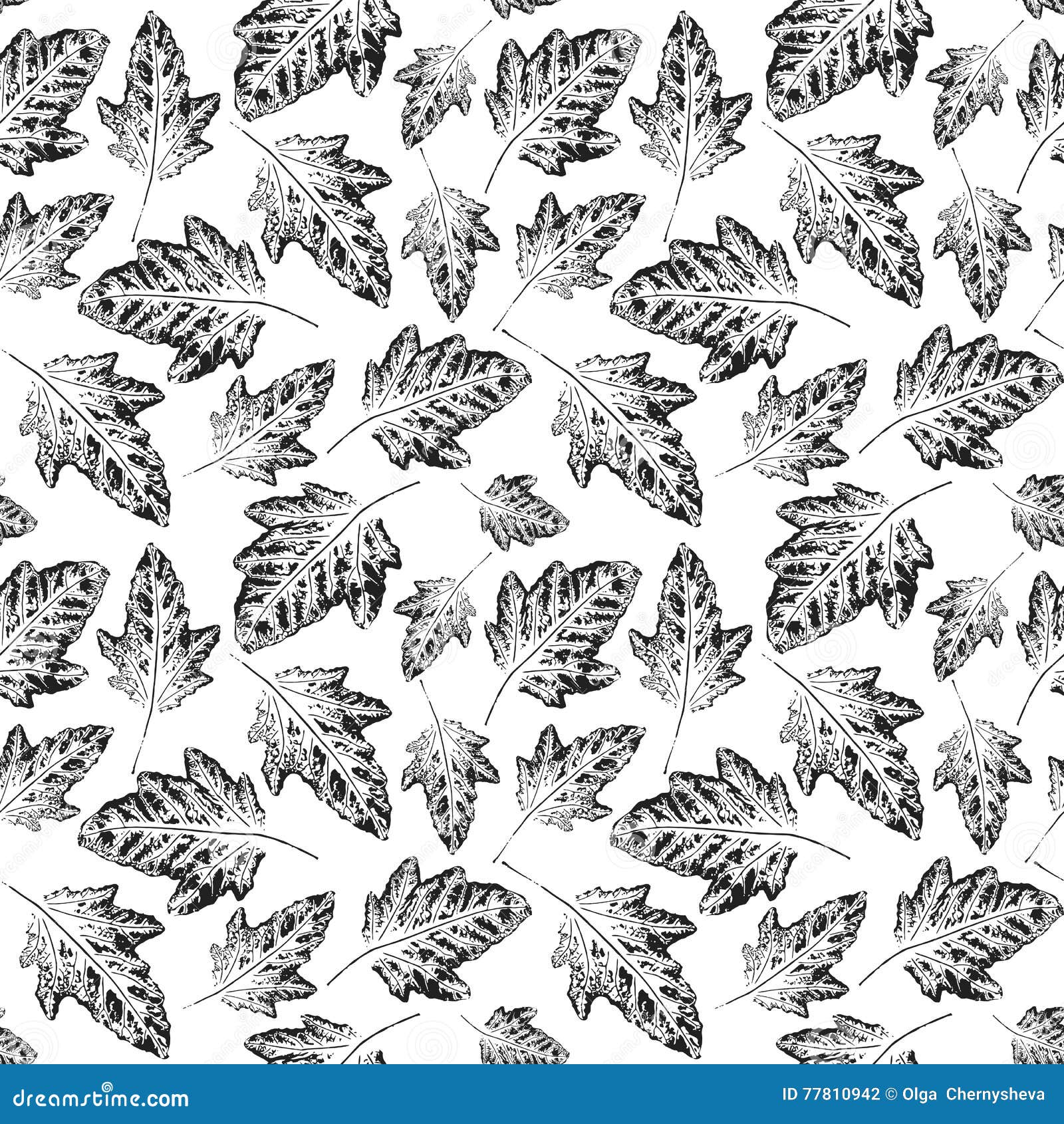 Seamless Pattern with Leaves Imprints Stock Vector - Illustration of ...
