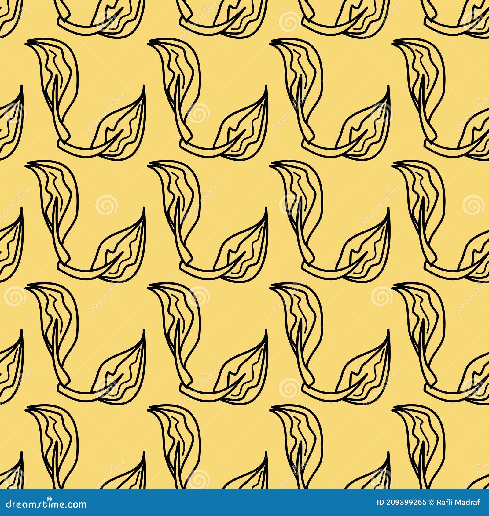 Seamless Pattern Leaves Small Outline Top Bottom Stock Vector ...