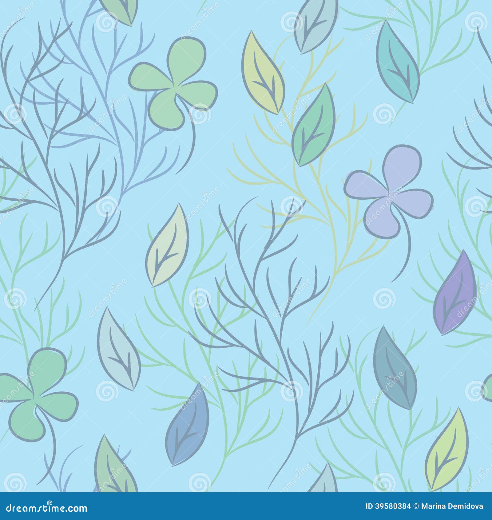 Seamless Pattern on Leaves Theme Stock Vector - Illustration of graphic ...