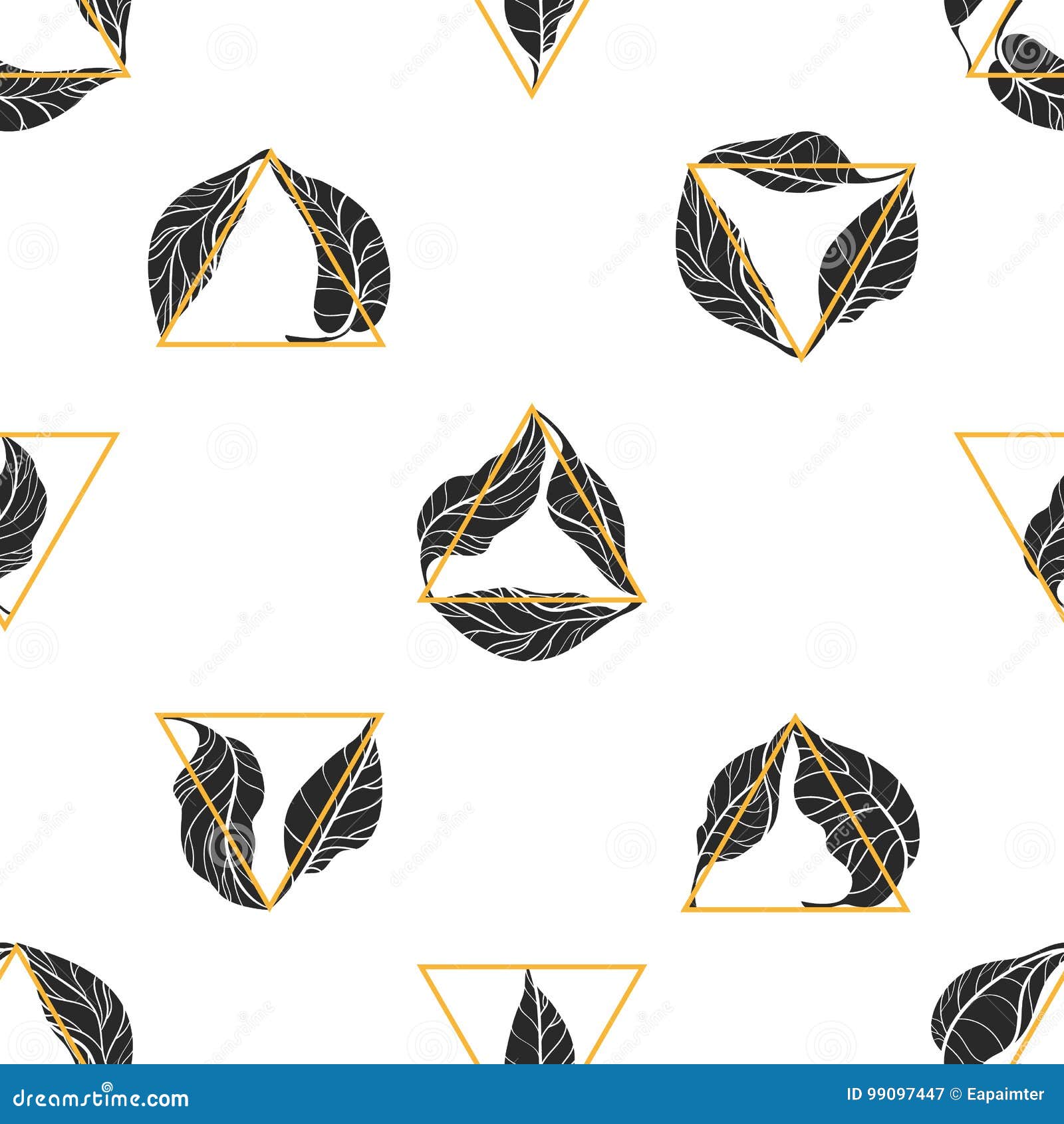 Seamless Pattern of Leaves and Triangles. Vector Design Stock Vector ...