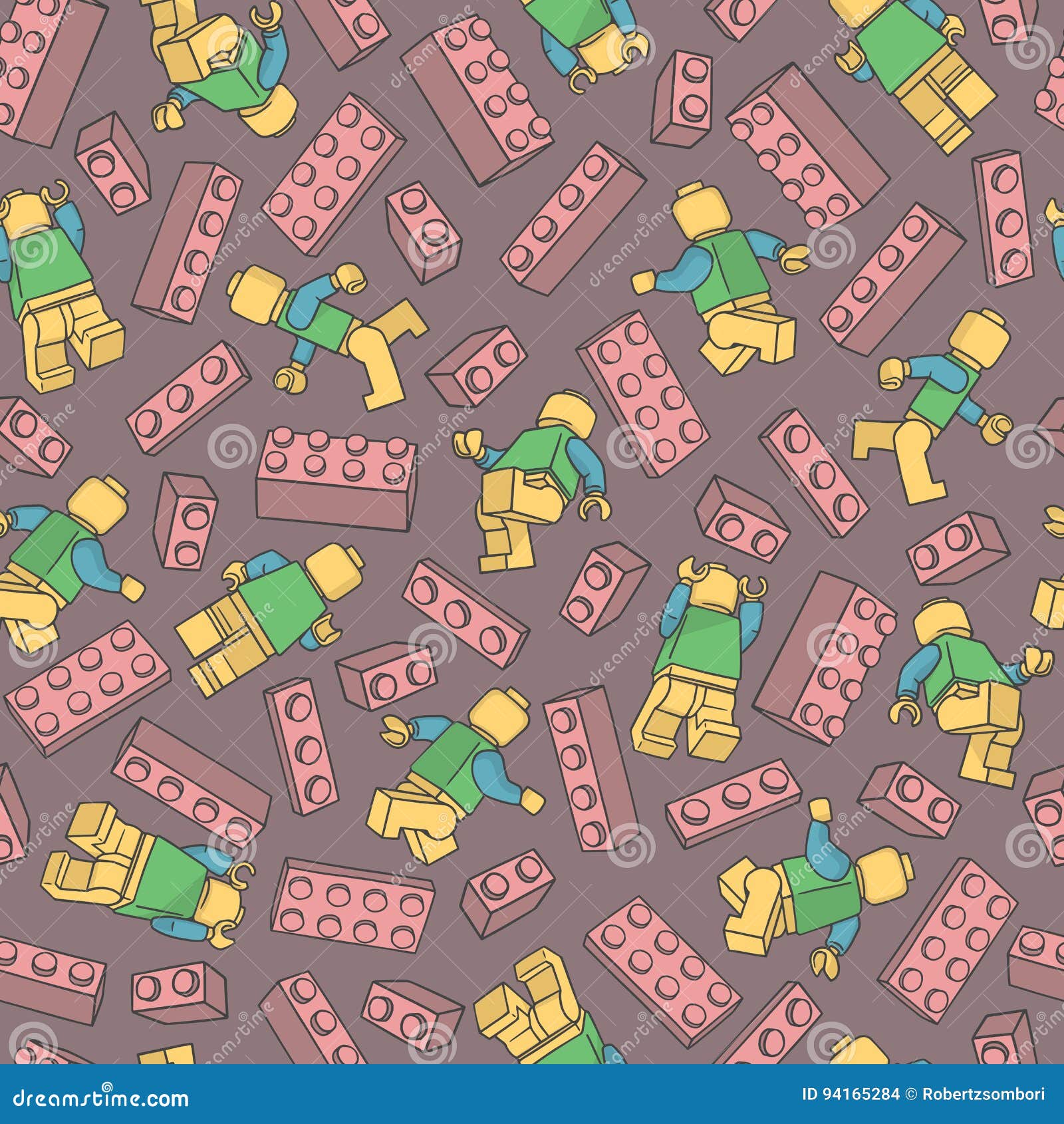 Seamless Pattern with Lego Characters and Lego Blocks Stock ...