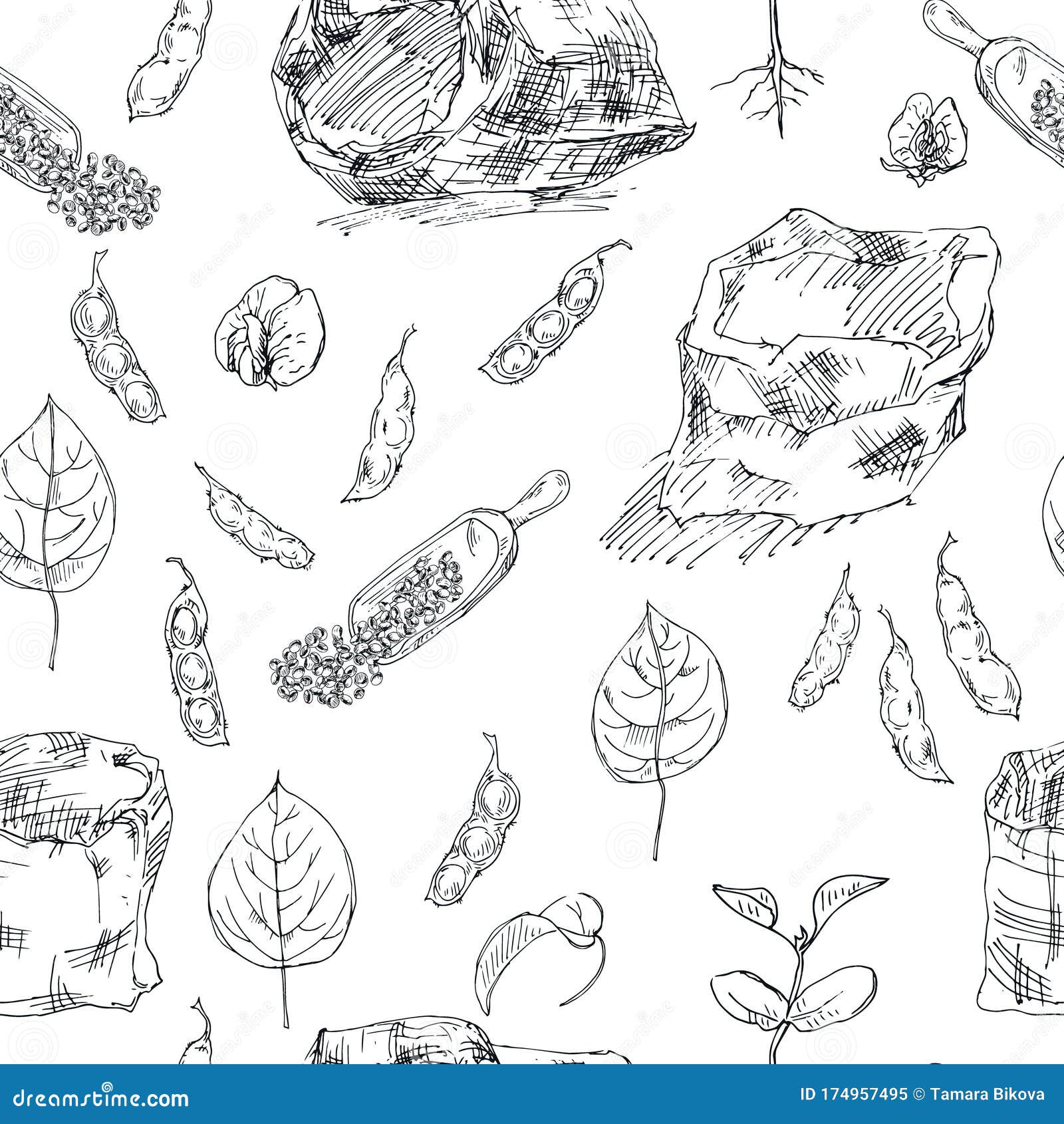 Seamless Pattern with Legume Crops Stock Illustration - Illustration of ...