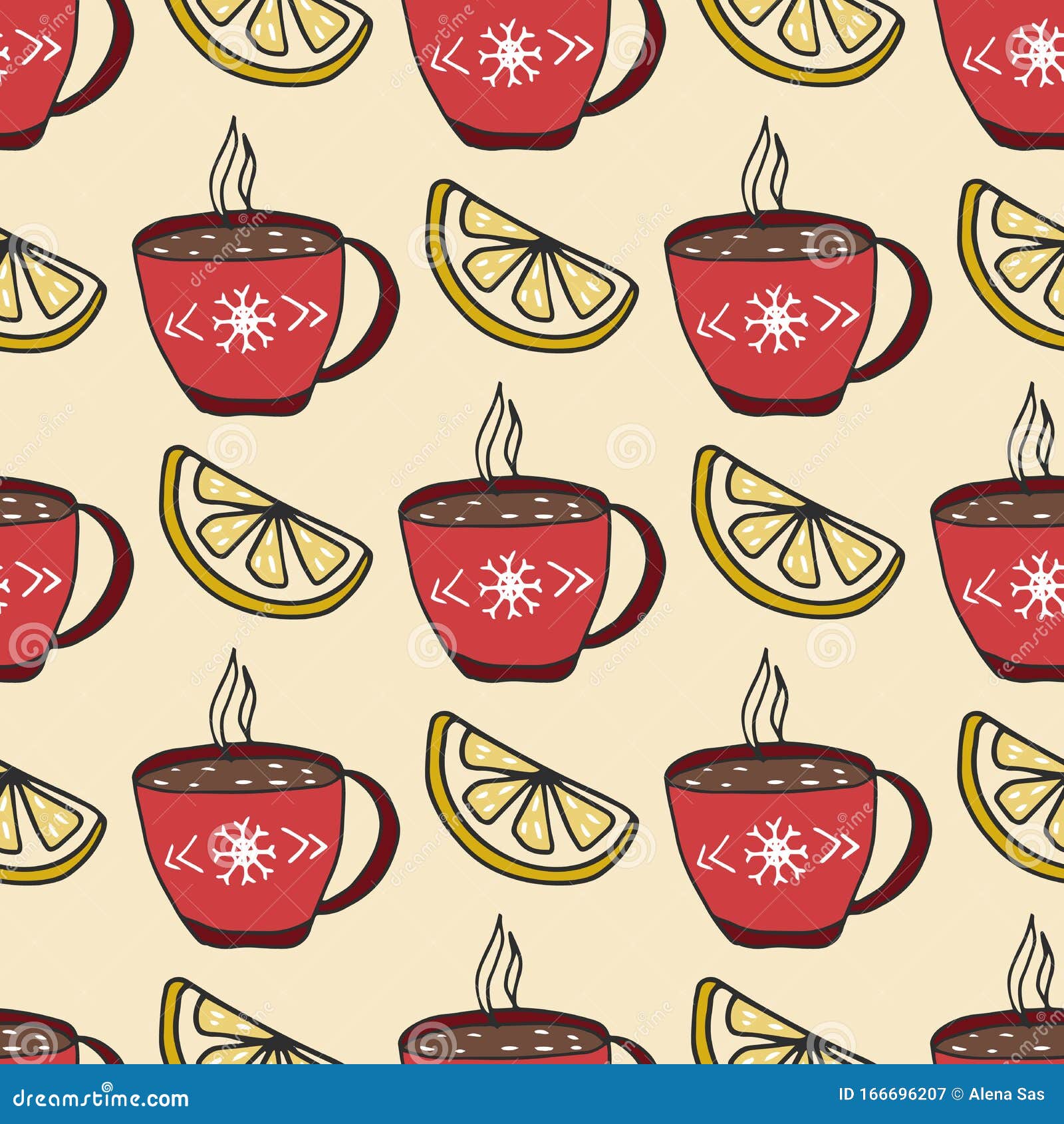Seamless Pattern with Lemon and Cup of Coffee or Tea. Stock Vector ...