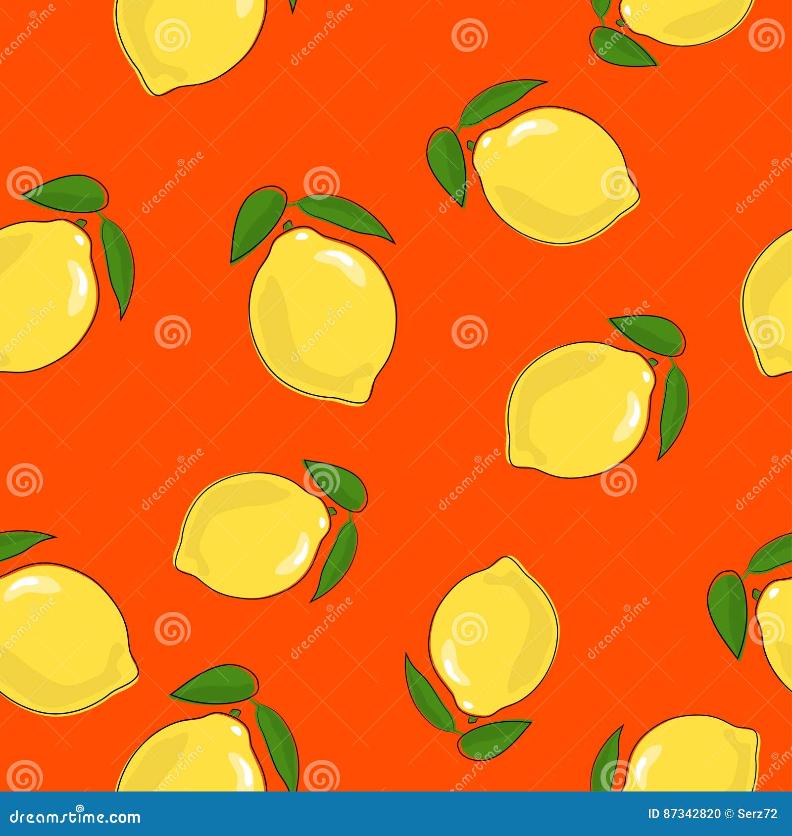 Seamless Pattern ,Lemon on Orange Background Stock Vector ...