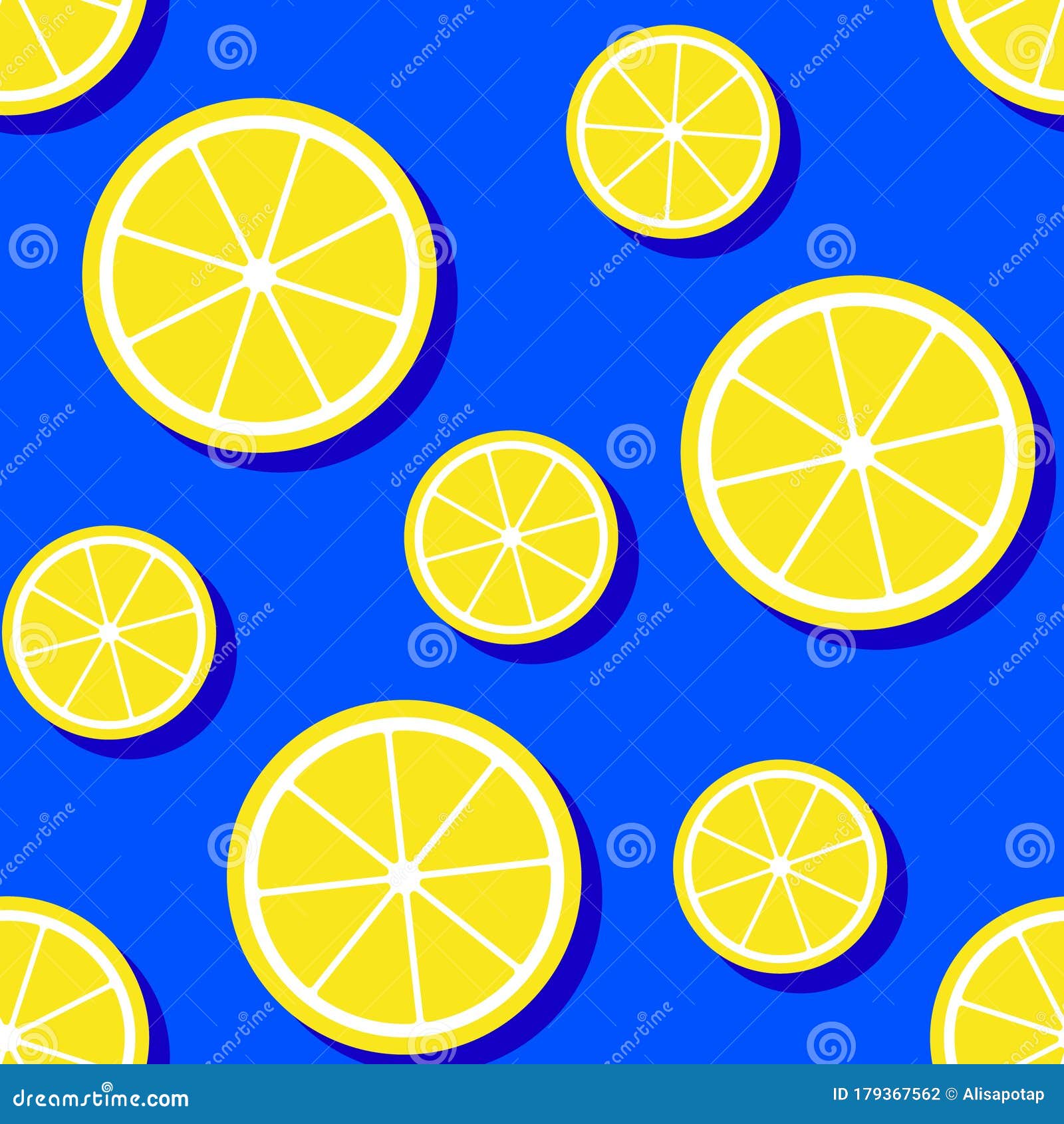 Pattern with Lemon Slices on Blue Background Stock Vector ...