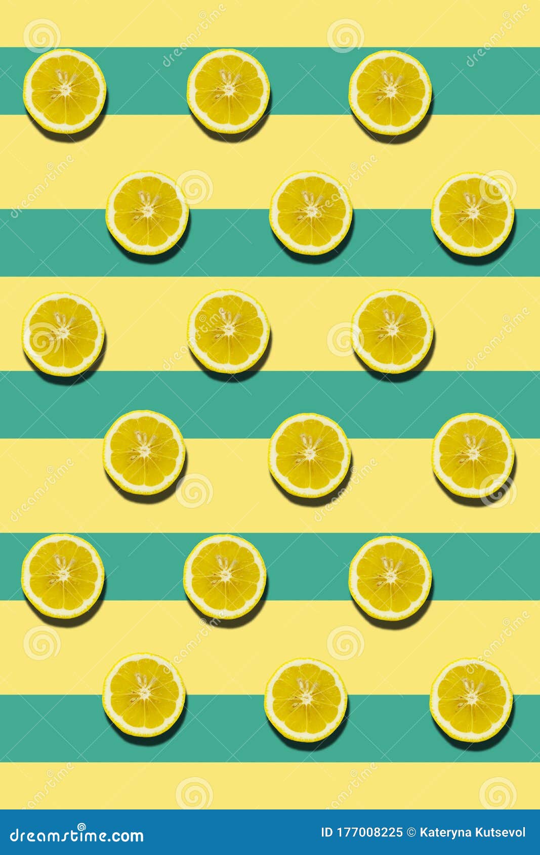 Seamless Pattern with Lemon Slices on Colored Surface in Geometric ...